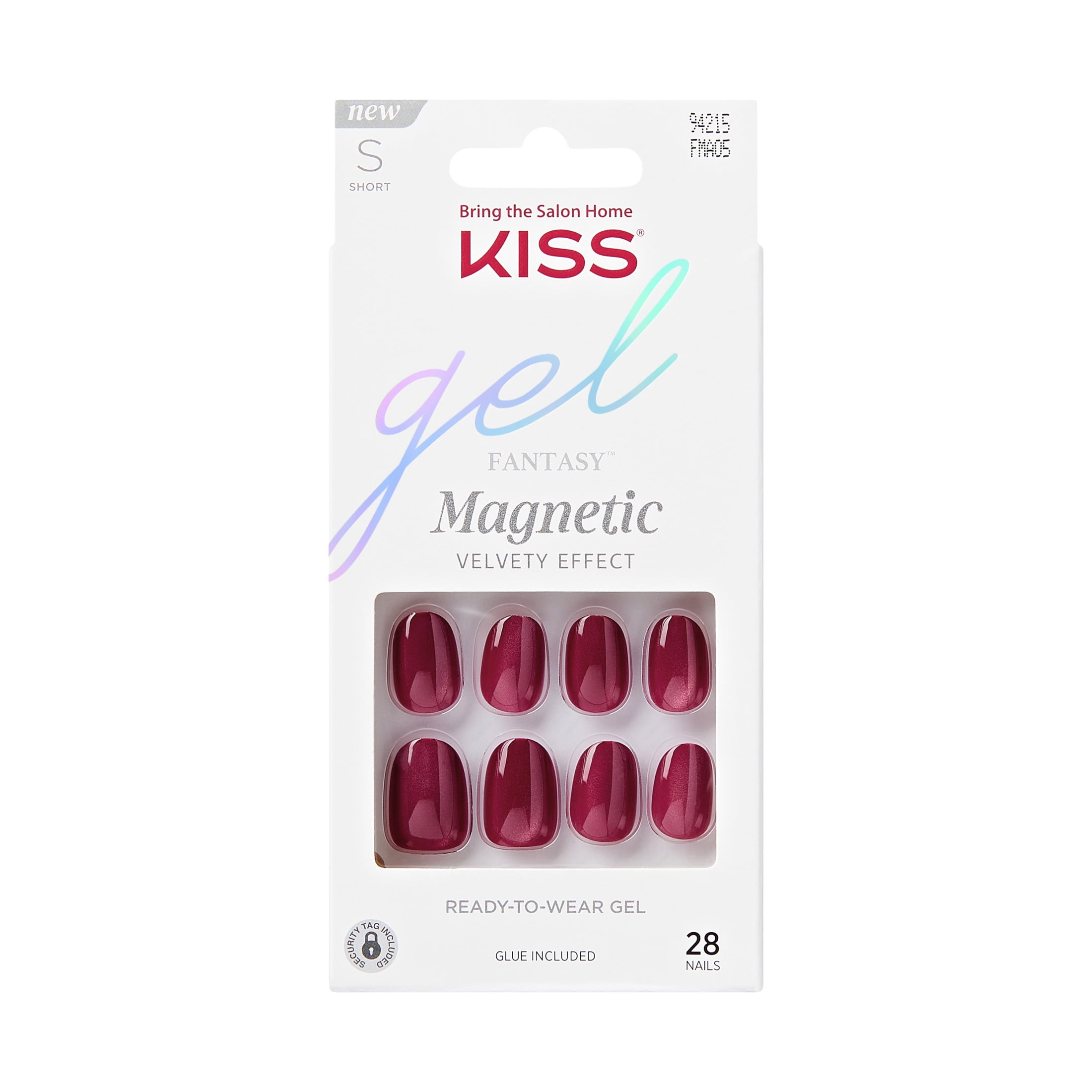 KISS Magnetic Gel Fantasy Press On Nails Set Us Free Red Short Oval 28 ...