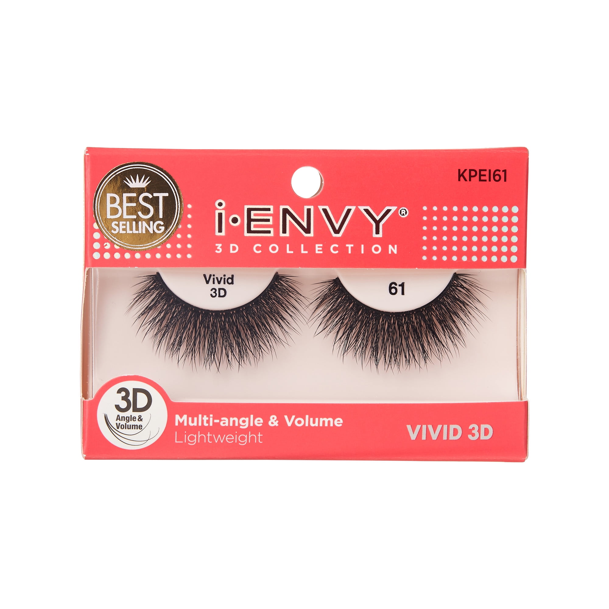 KISS i-ENVY 3D Collection Vivid False Eyelashes, Style 61 - Super Wispy - Walmart.com