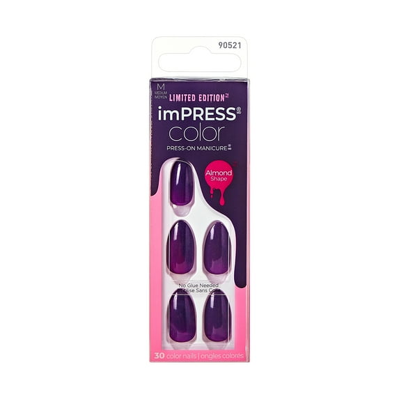 KISS imPRESS Color Press-On Manicure Halloween, Purple, Medium Length ...