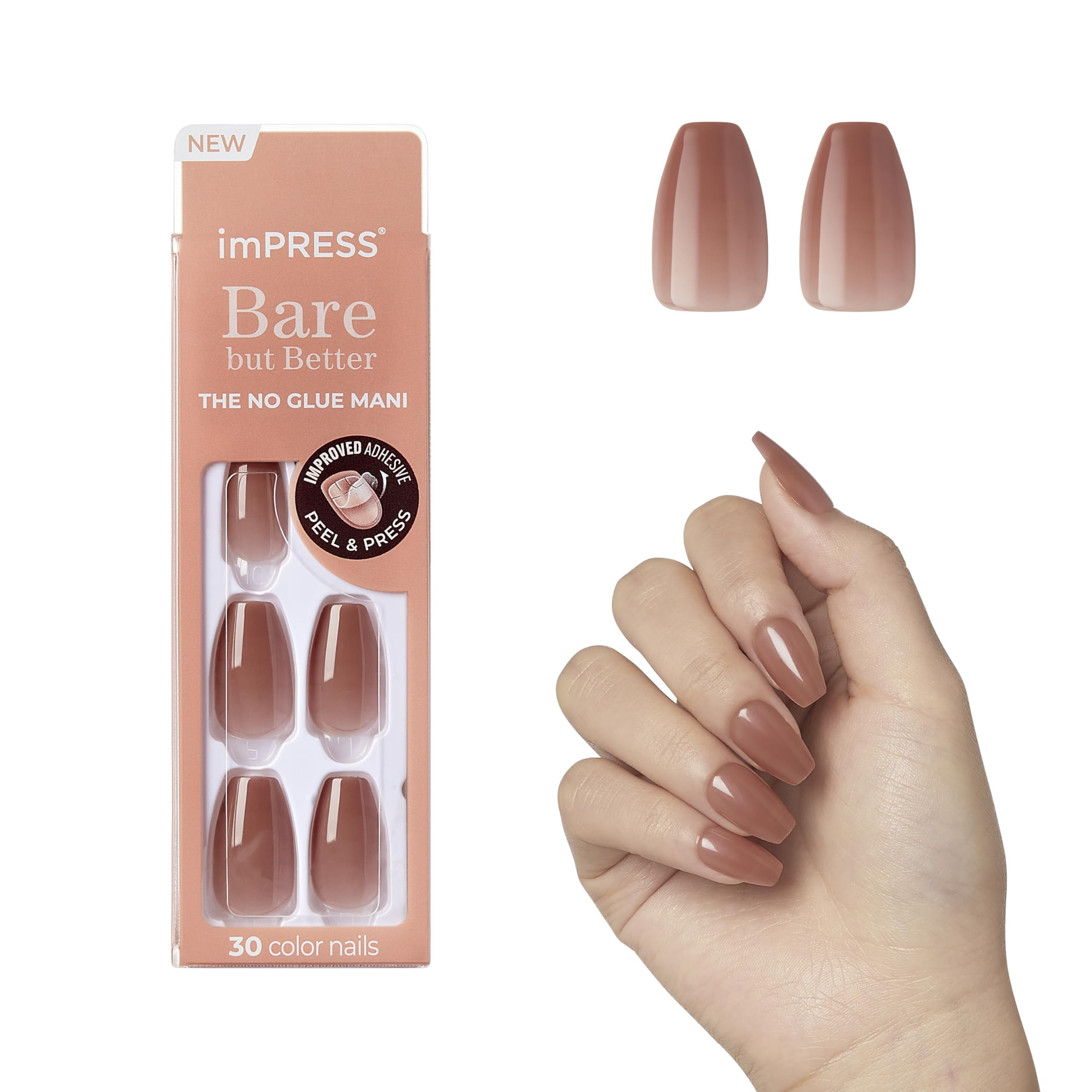 KISS imPRESS No Glue KEF28 Mani Press-On Nails, Color, 'Flare', Medium ...