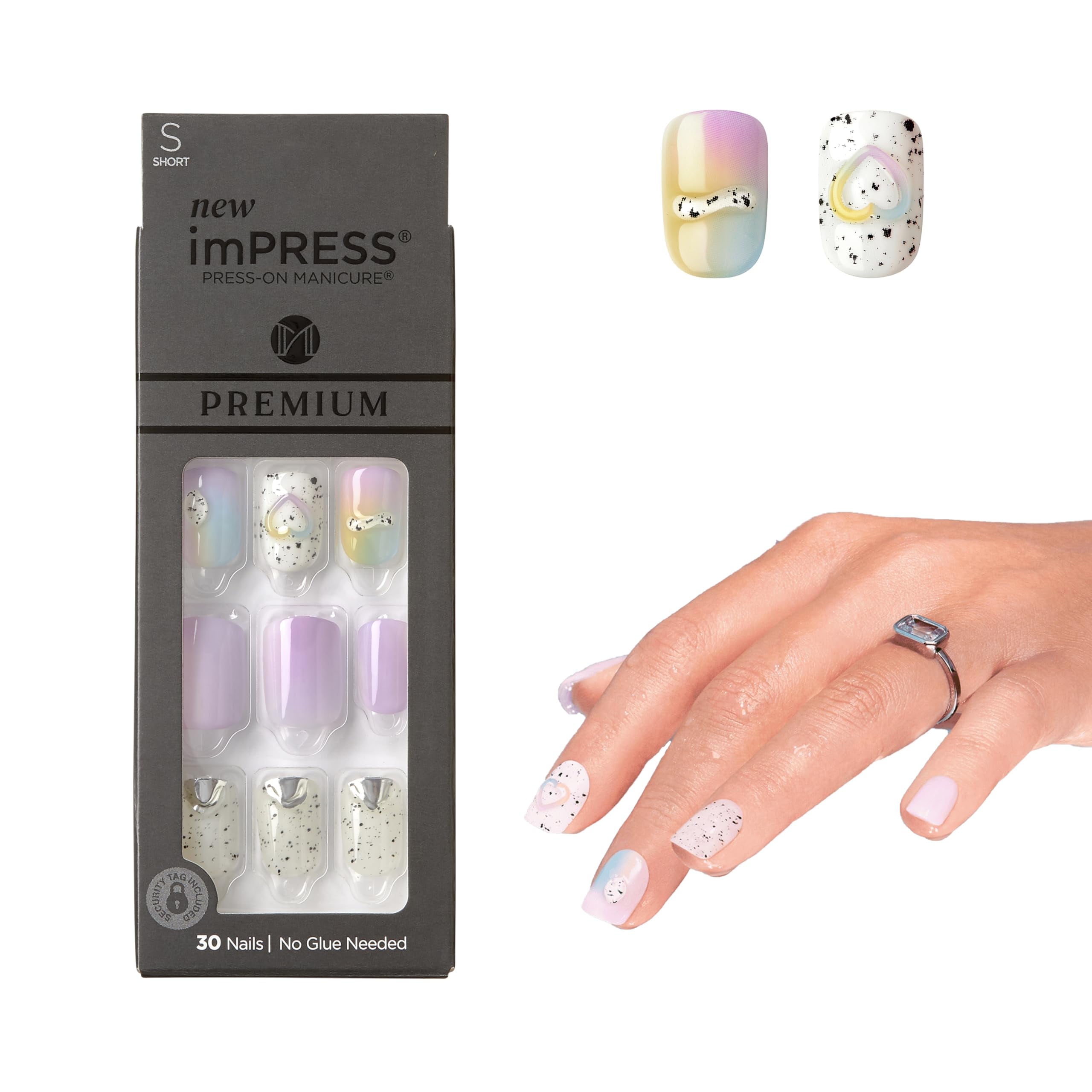 KISS imPRESS No Glue Mani Press On Nails, Bare But Better, 'Sweet Life ...