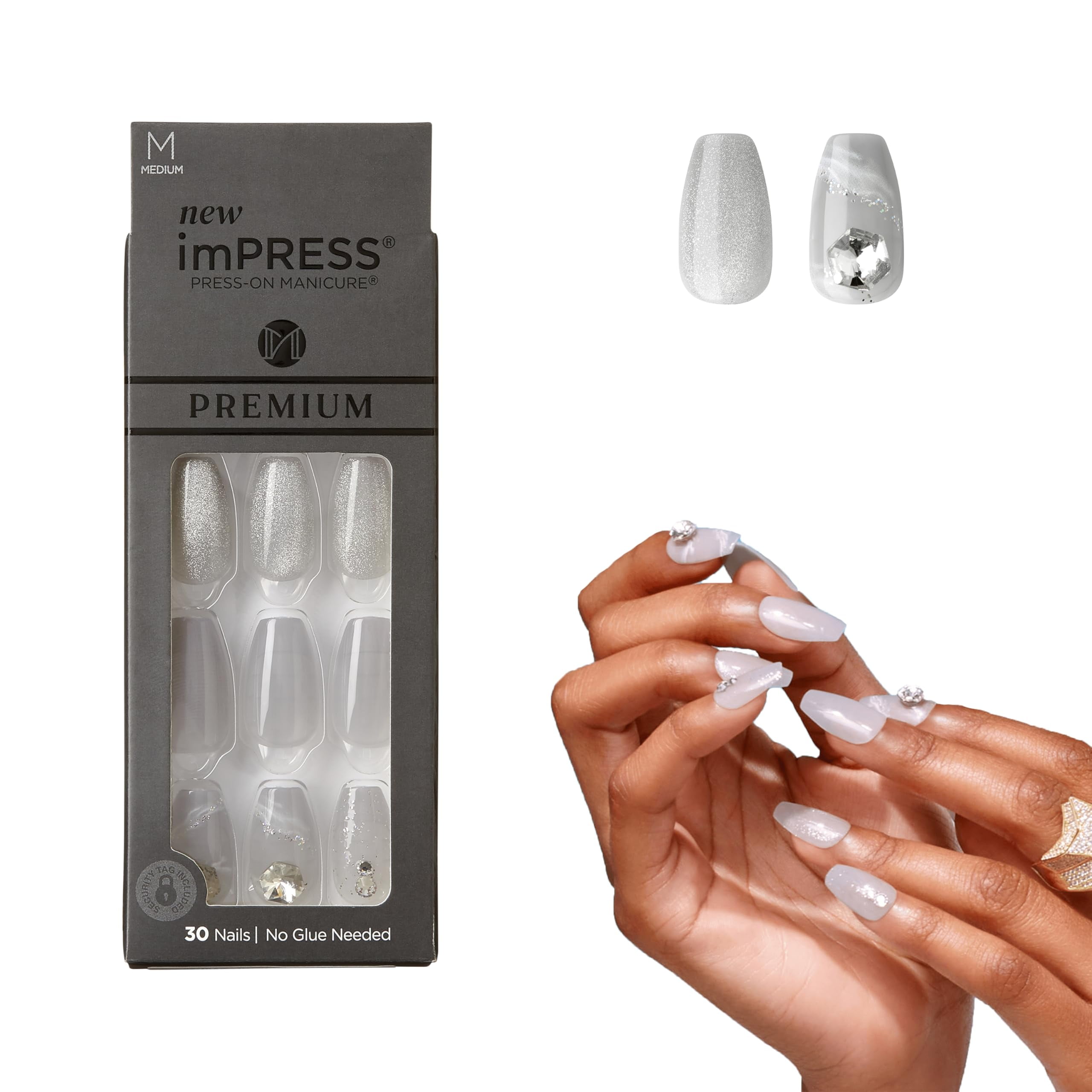 KISS imPRESS No Glue Mani Press On Nails, Premium, 'All My Love', Pink ...