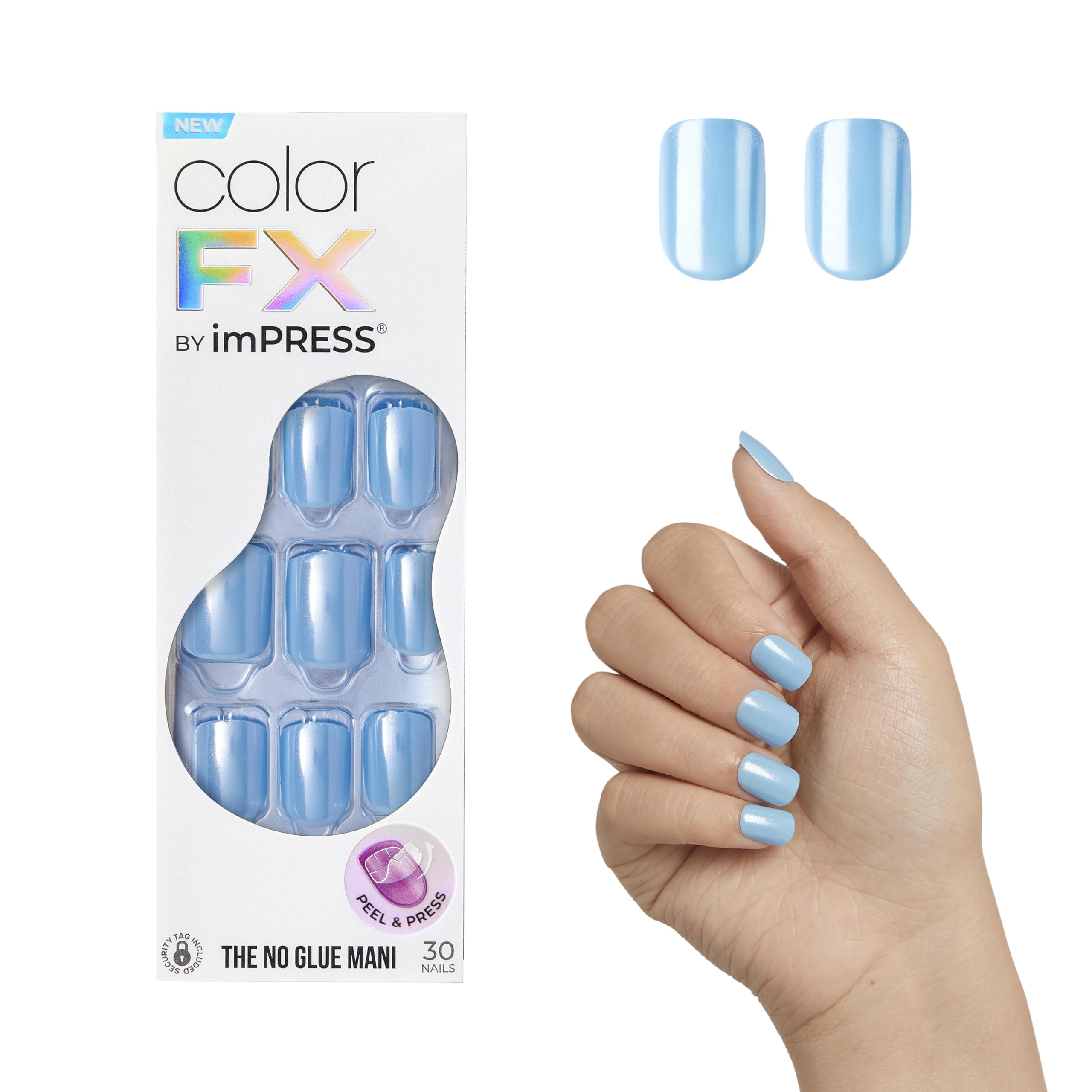 KISS imPRESS No Glue SBF3 Mani Press On Nails, Color FX, 'Meta', Medium ...