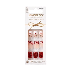 KISS imPRESS Mini Press-On Nails for Kids, Red, Square Shape, Pre ...