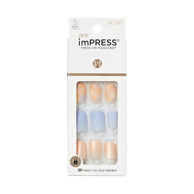 KISS imPRESS Press on Nails, Giggle giggle, Blue, , 30 Count - Walmart.com