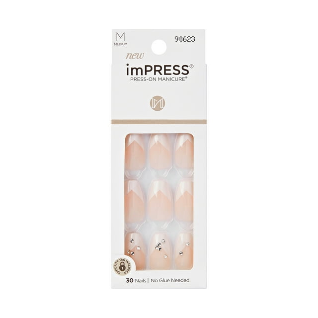 KISS imPRESS Medium Coffin Press-On Nails, Neutral, 30 Pieces - Walmart.com