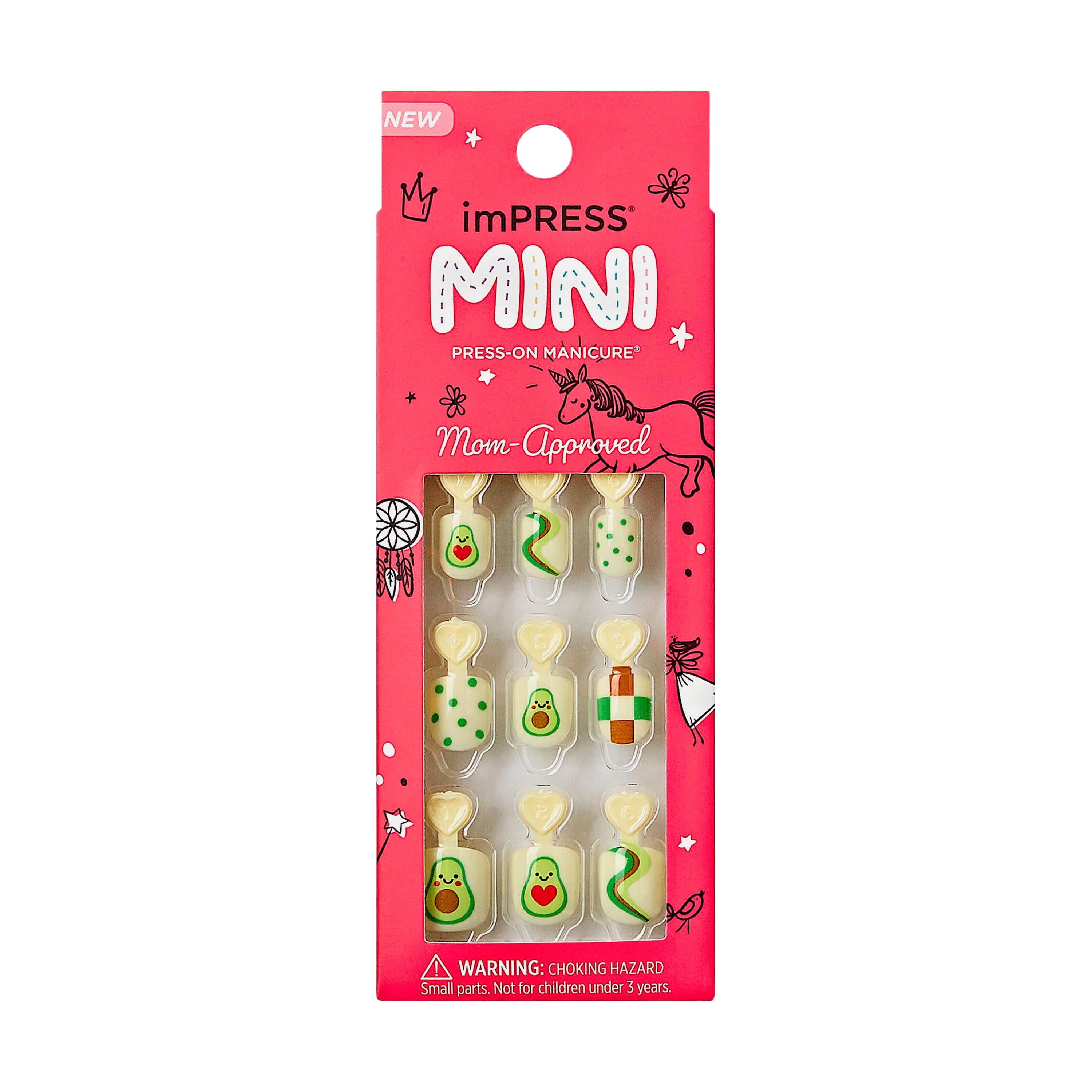 KISS imPRESS Mini Square Press-On Nails for Kids, Avocadorable, 20 ...