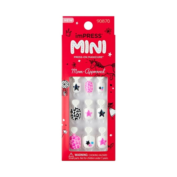 KISS imPRESS Mini Square Press-On Nails for Kids, Friends for Life, 20 ...