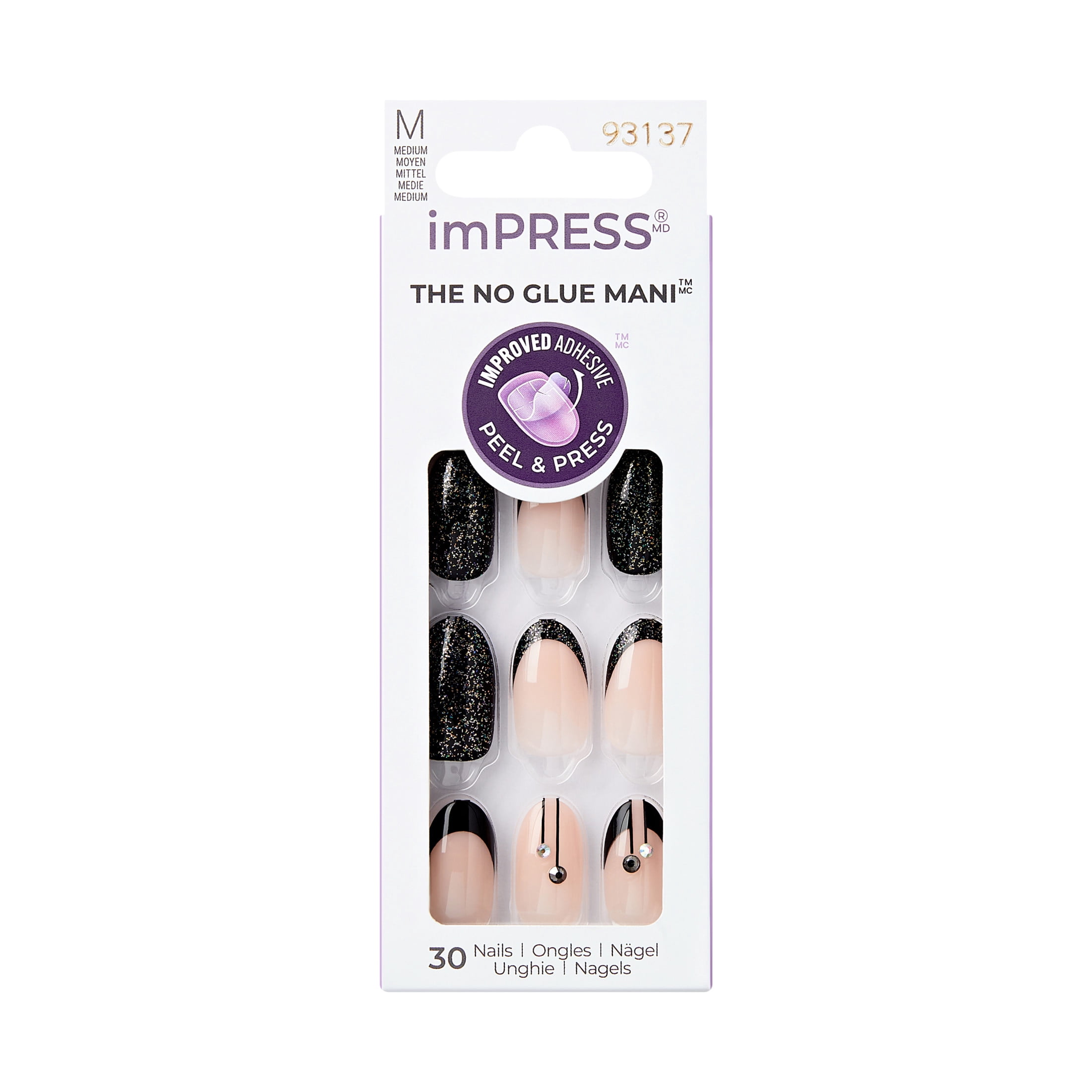 Impress Fall Collection Press On Nails, No Glue Needed, Black, Medium ...