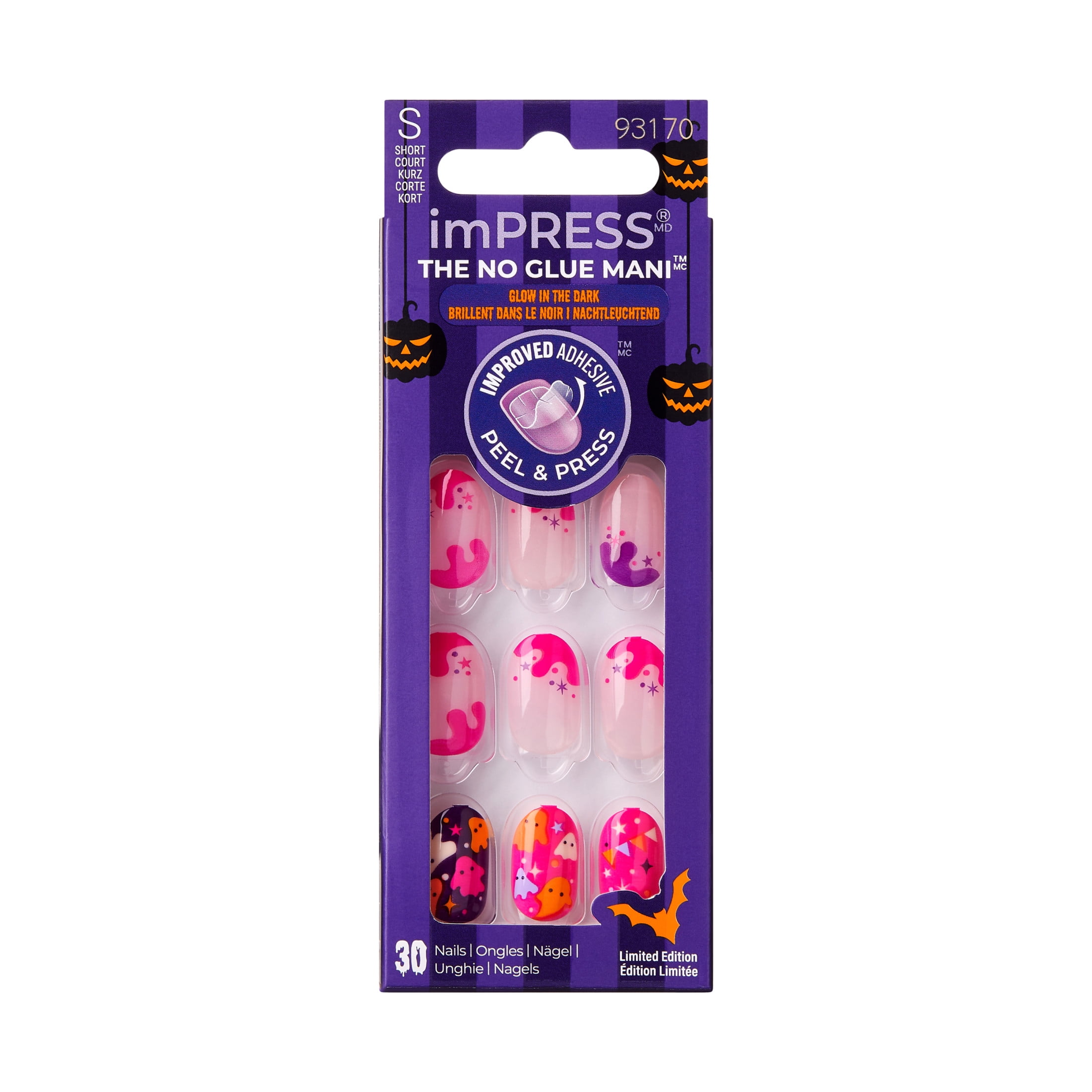 KISS imPRESS No Glue Needed Press On Nails, Design Glow in the Dark ...