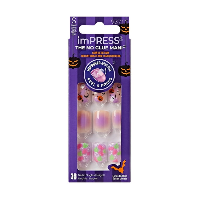 KISS imPRESS No Glue Needed Press On Nails, Design, Magic Night, Purple ...