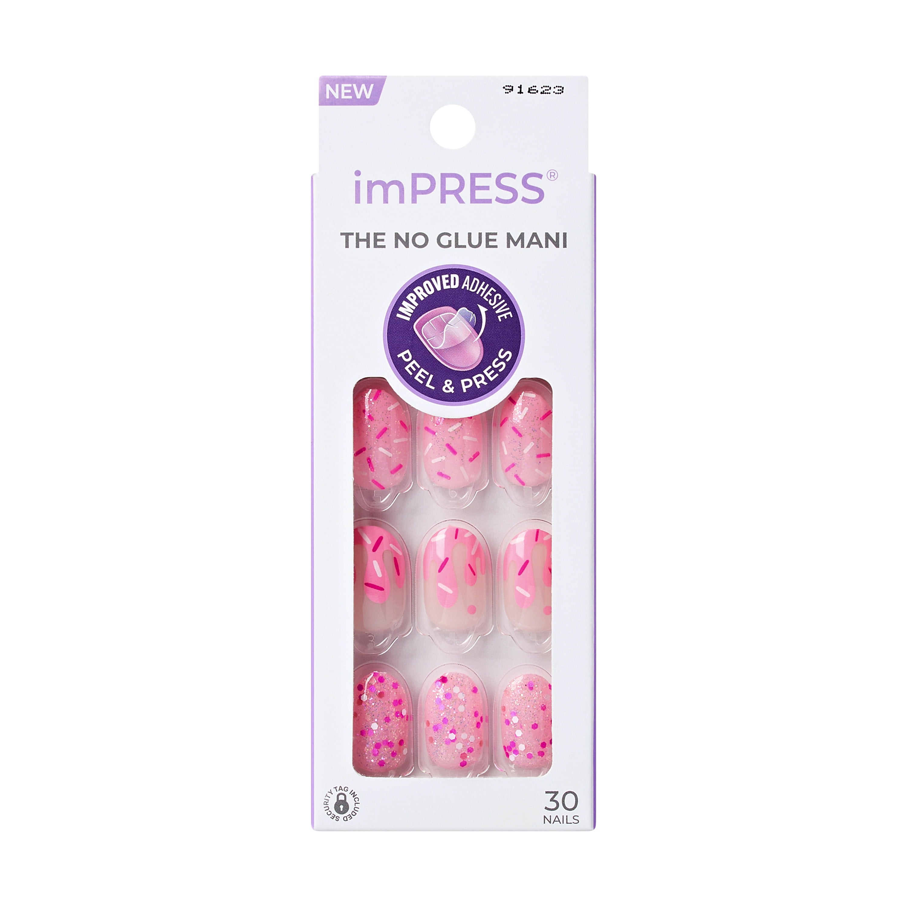 KISS imPRESS No Glue Needed Press On Nails, Design, Pink Cream, Pink ...