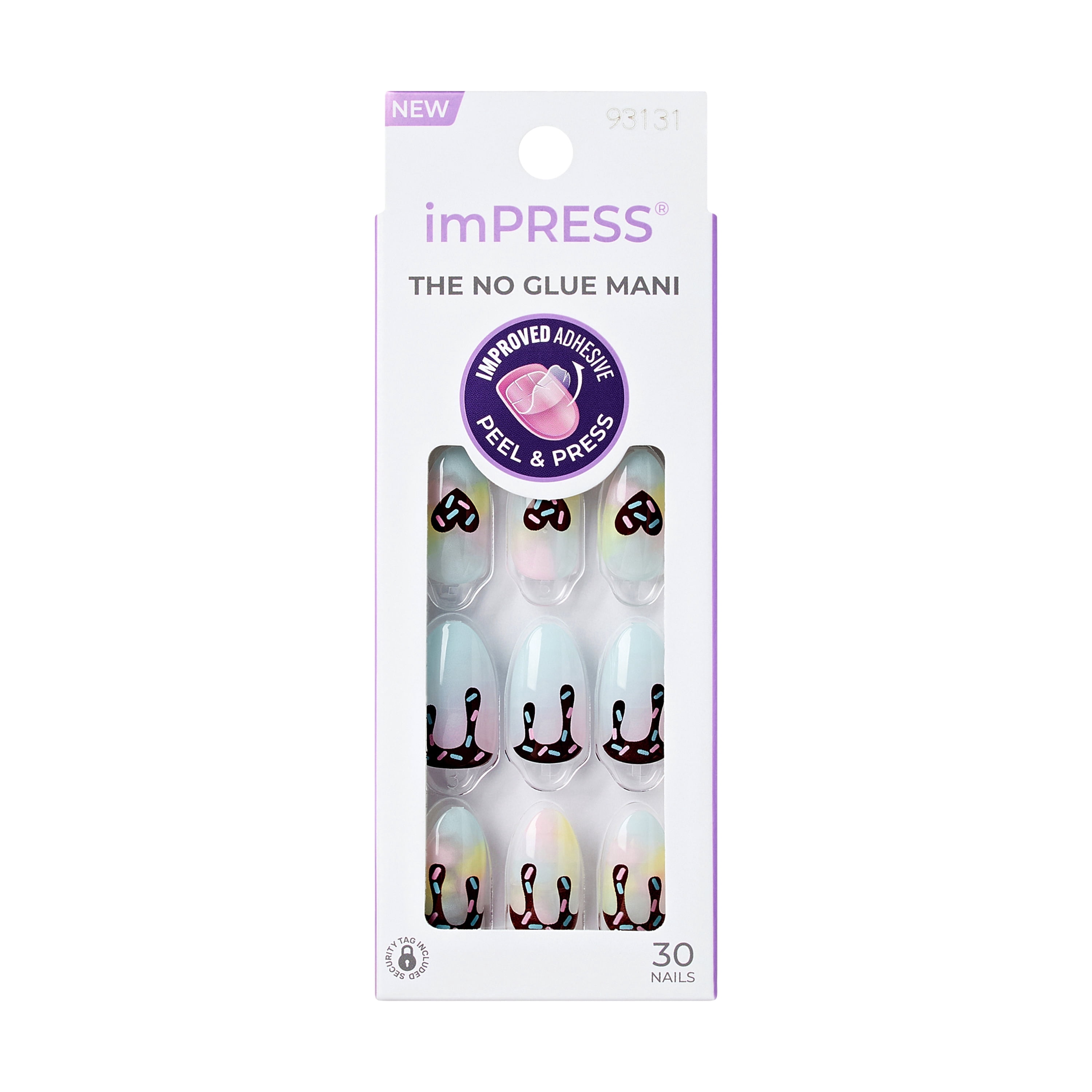 Impress Design Press On Nails , No Glue Needed, Blue, Medium Length ...