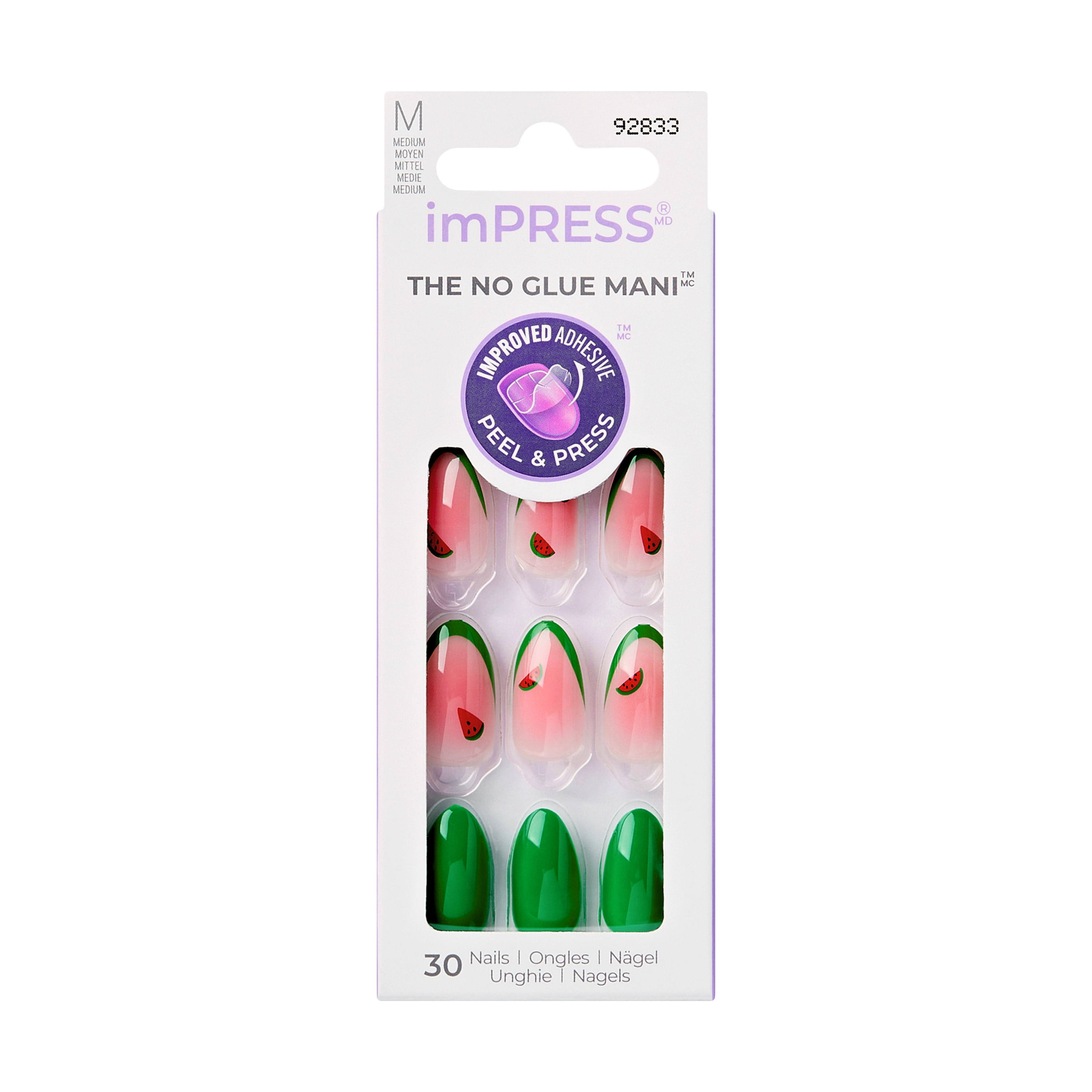 IMPRESS Design Press On Nails , No Glue Needed, Gold, Medium Length ...