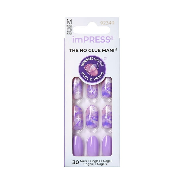 KISS imPRESS No Glue Needed Press On Nails, Design, Sundown, Purple ...