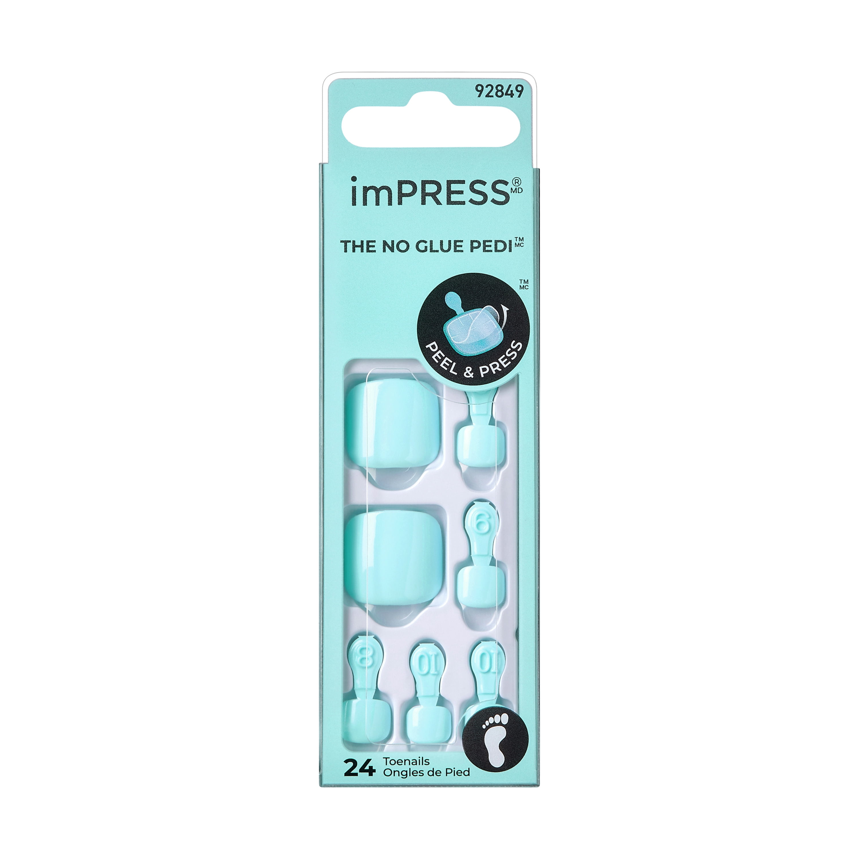 KISS imPRESS No Glue Needed Press On Nails, Toenails, Fruitful, Blue ...