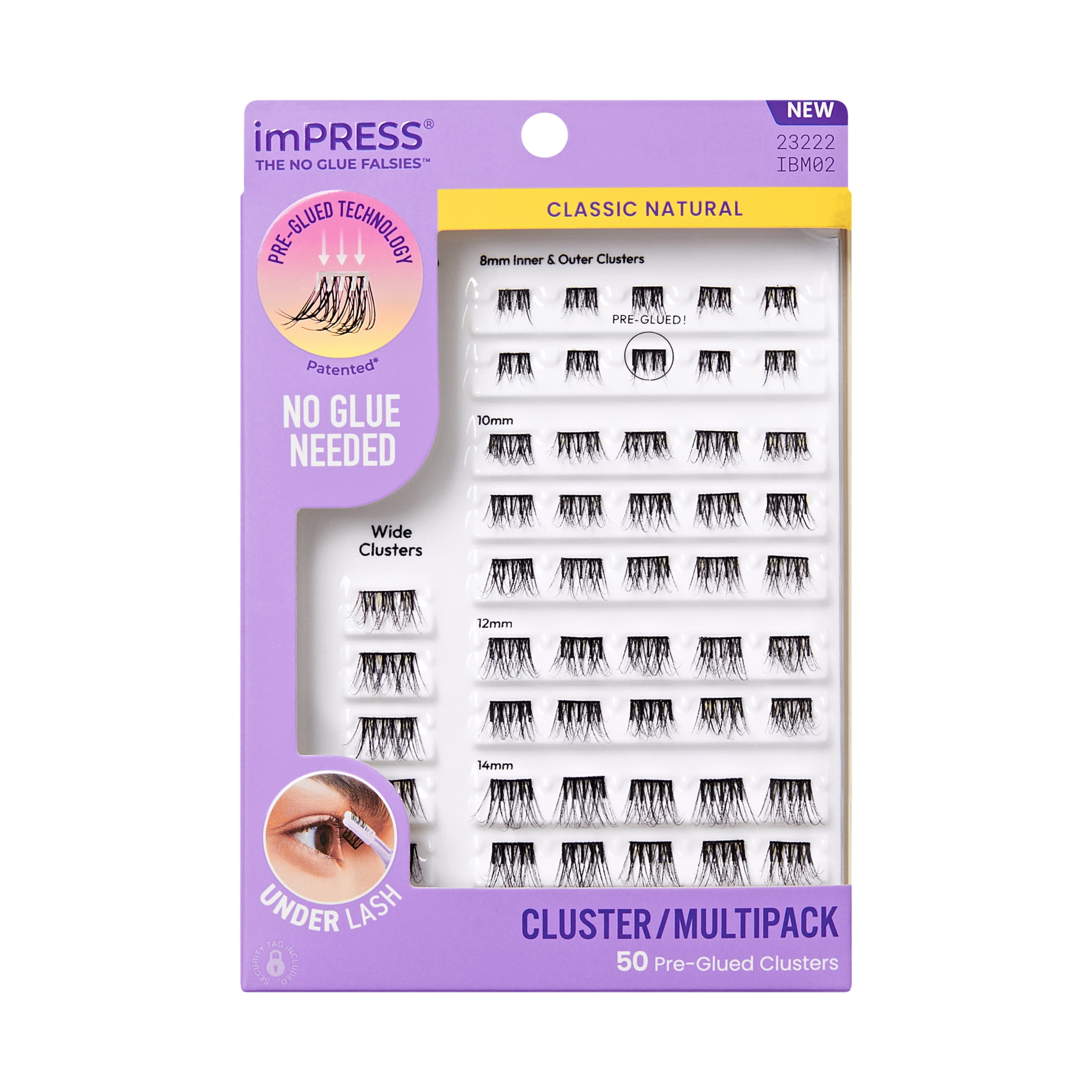 Kiss Impress Pre-Glued Lash Clusters Multipack, Classic Natural, 50 ...