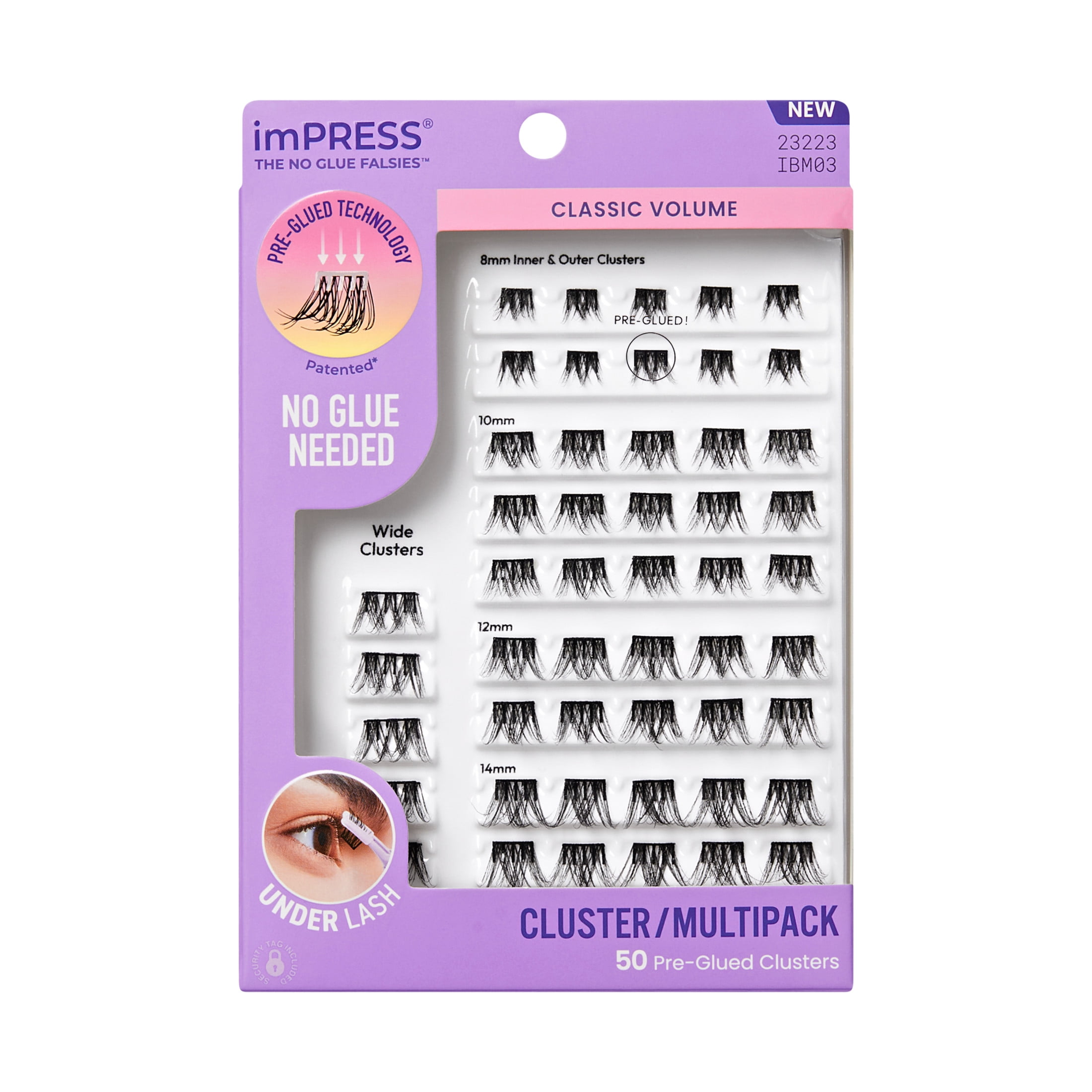 KISS imPRESS Pre-Glued Lash Clusters Multipack, Classic Volume, 50 Self ...