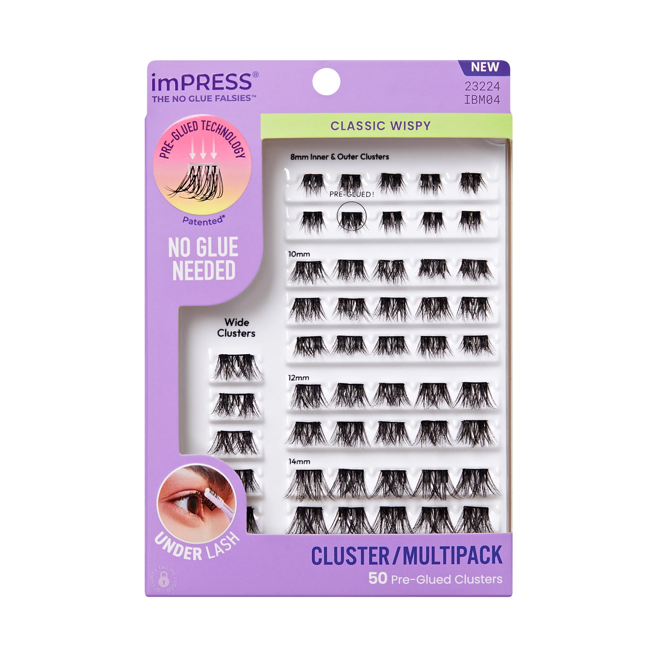 Kiss Impress Pre-Glued Lash Clusters Multipack, Classic Wispy, 50 Self ...