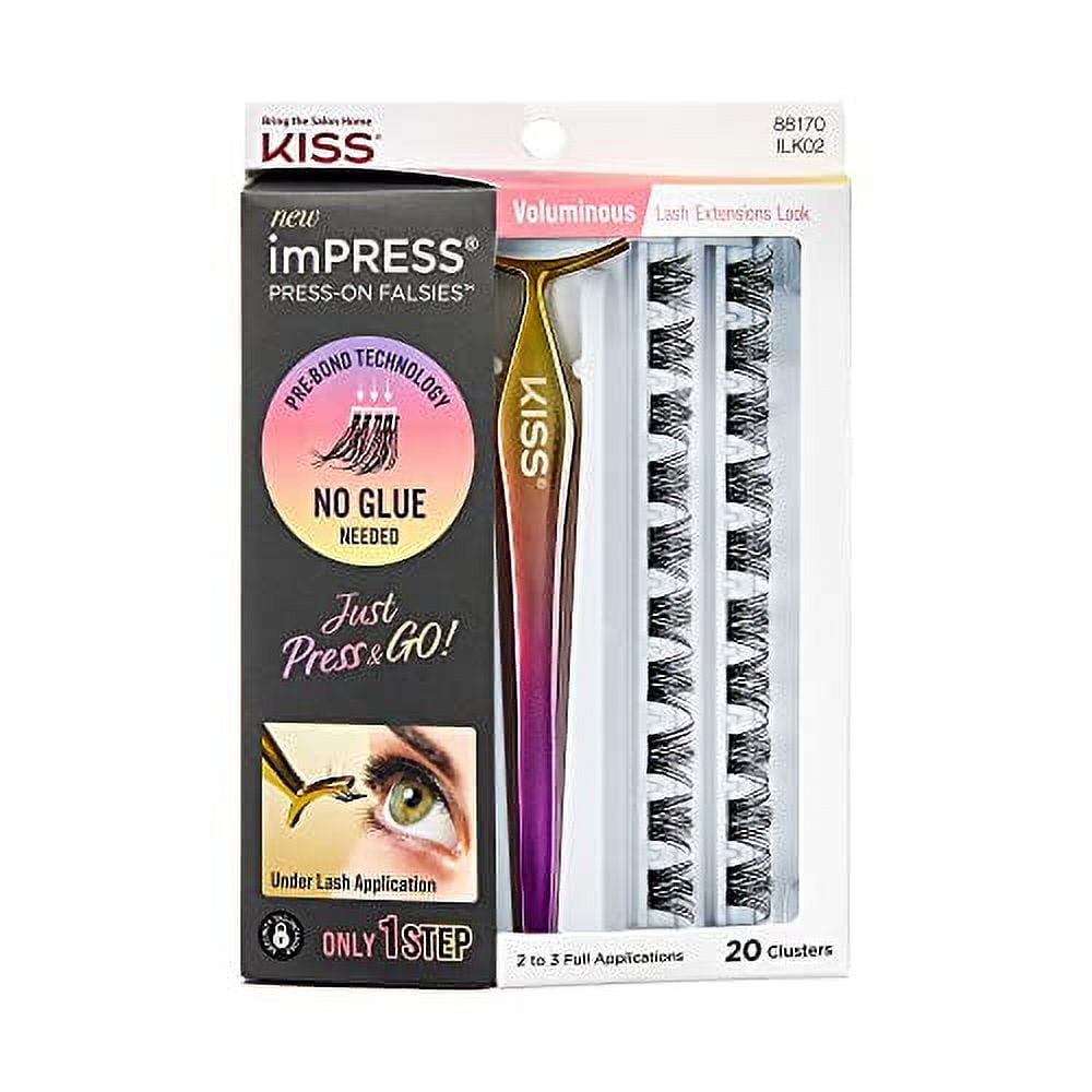 KISS imPRESS Press-On Falsies Eyelash Clusters Kit, Voluminous, Black ...