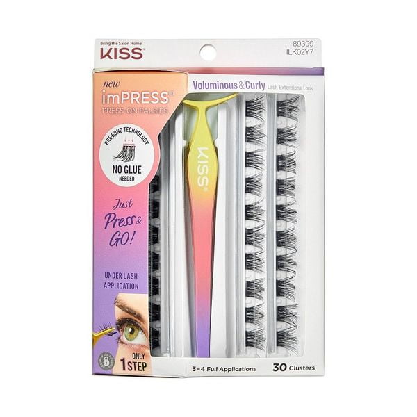 KISS imPRESS Press-On Falsies Eyelash Clusters Kit - Voluminous & Curly ...