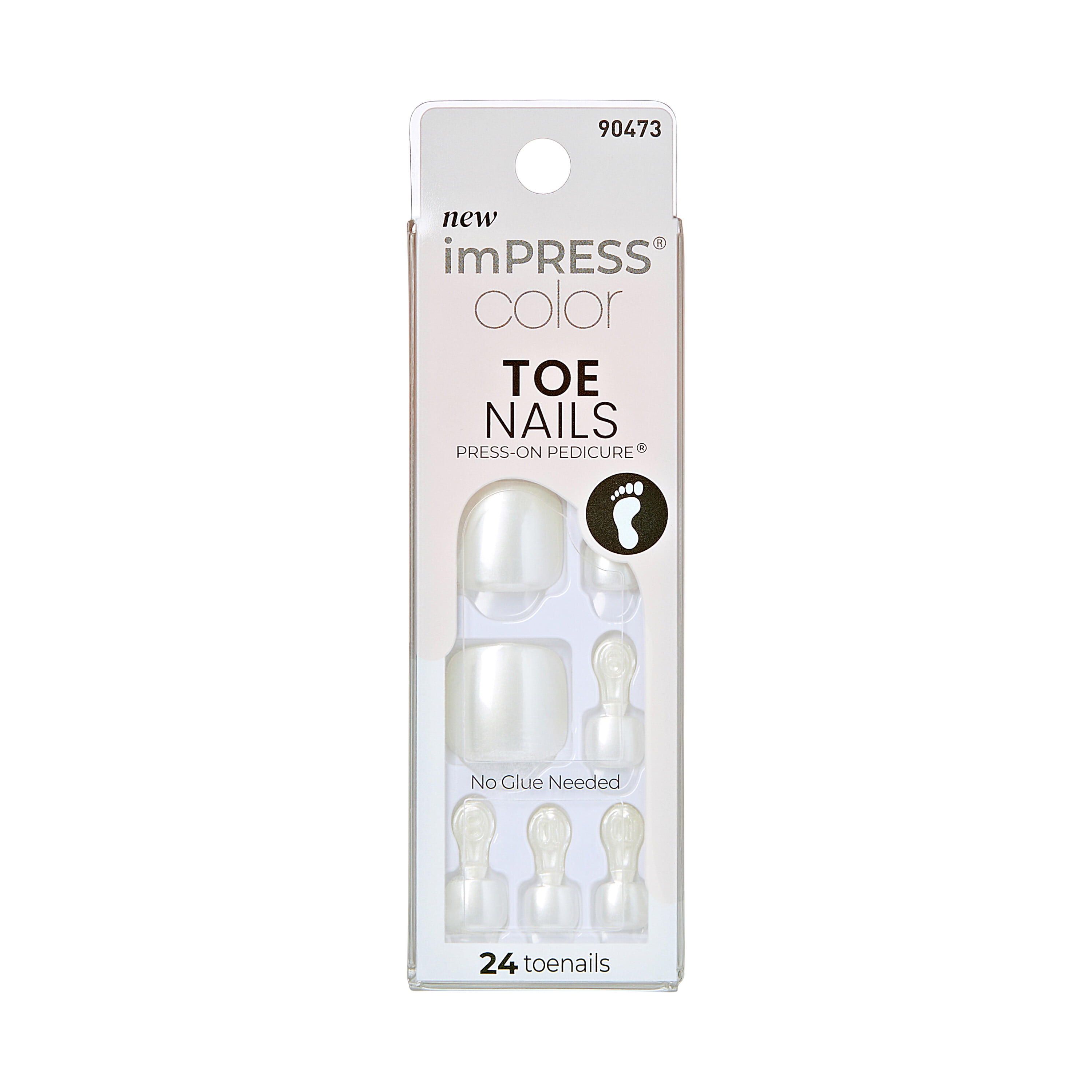 KISS imPRESS Press-On Gel Toenails, Glossy Solid White, 24 Pieces ...