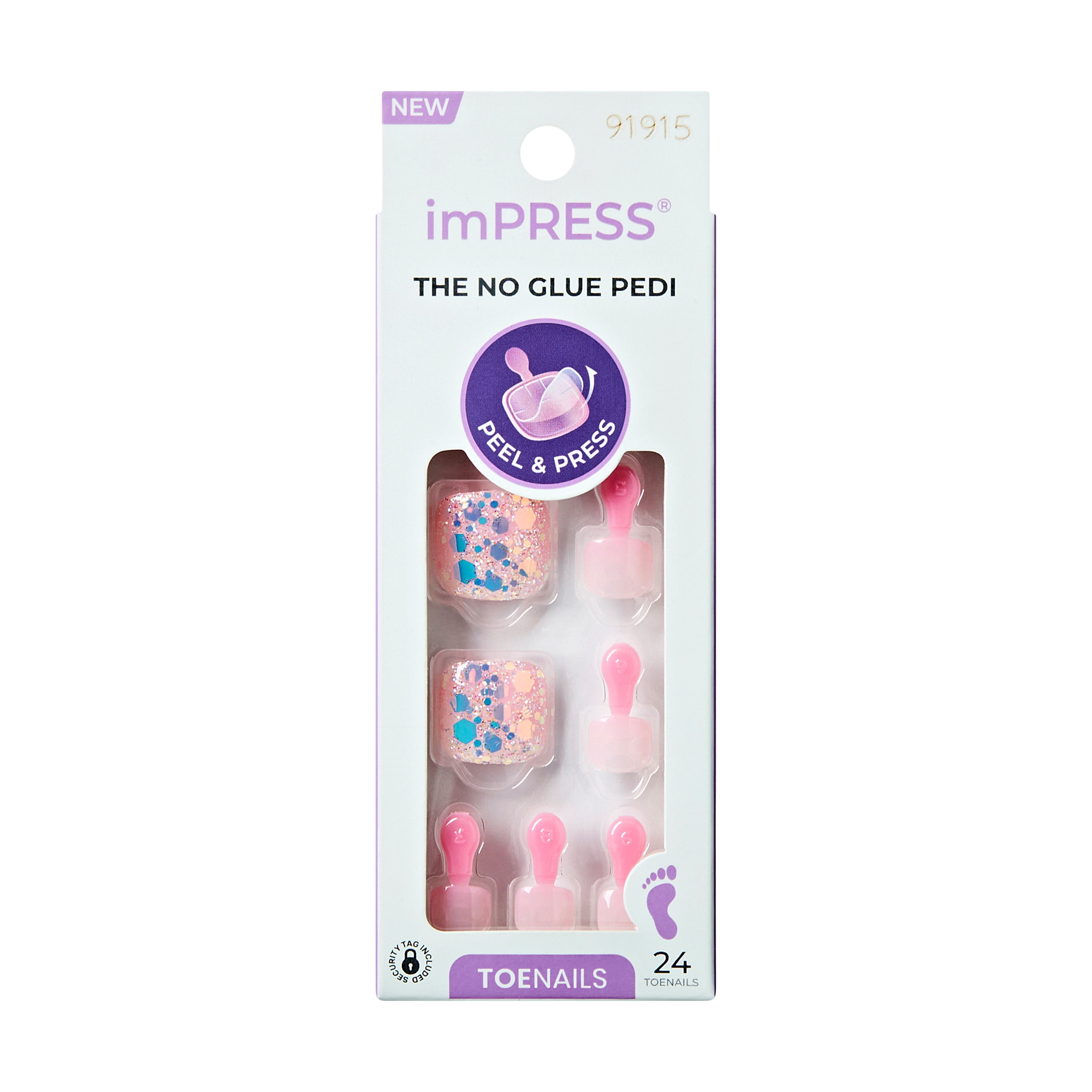 KISS imPRESS Press on Toenails, Design, Brave Hearts, Pink, Short ...
