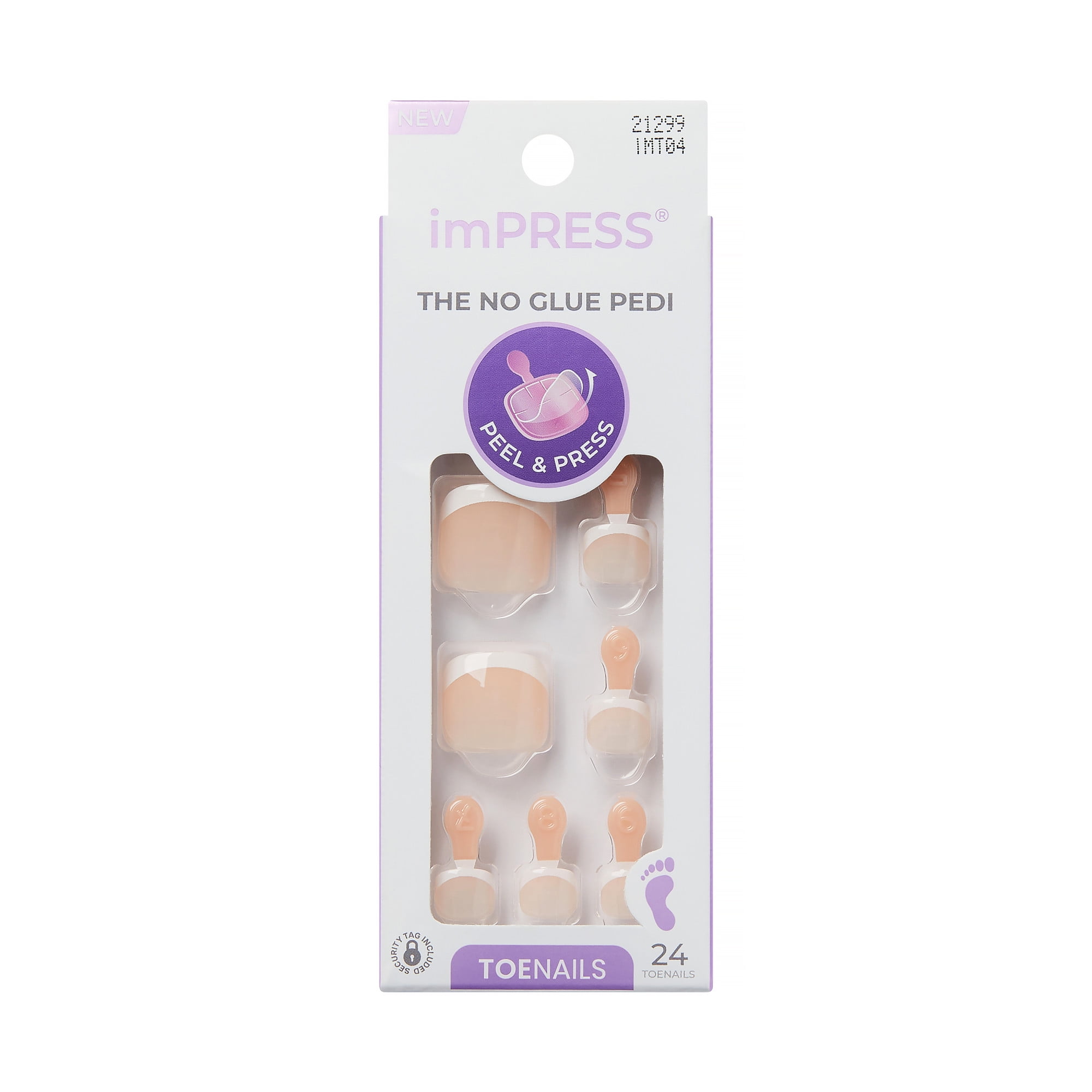 KISS Press On Toenails, Beige Short Squoval 24 Count, Easy Peel & Press ...