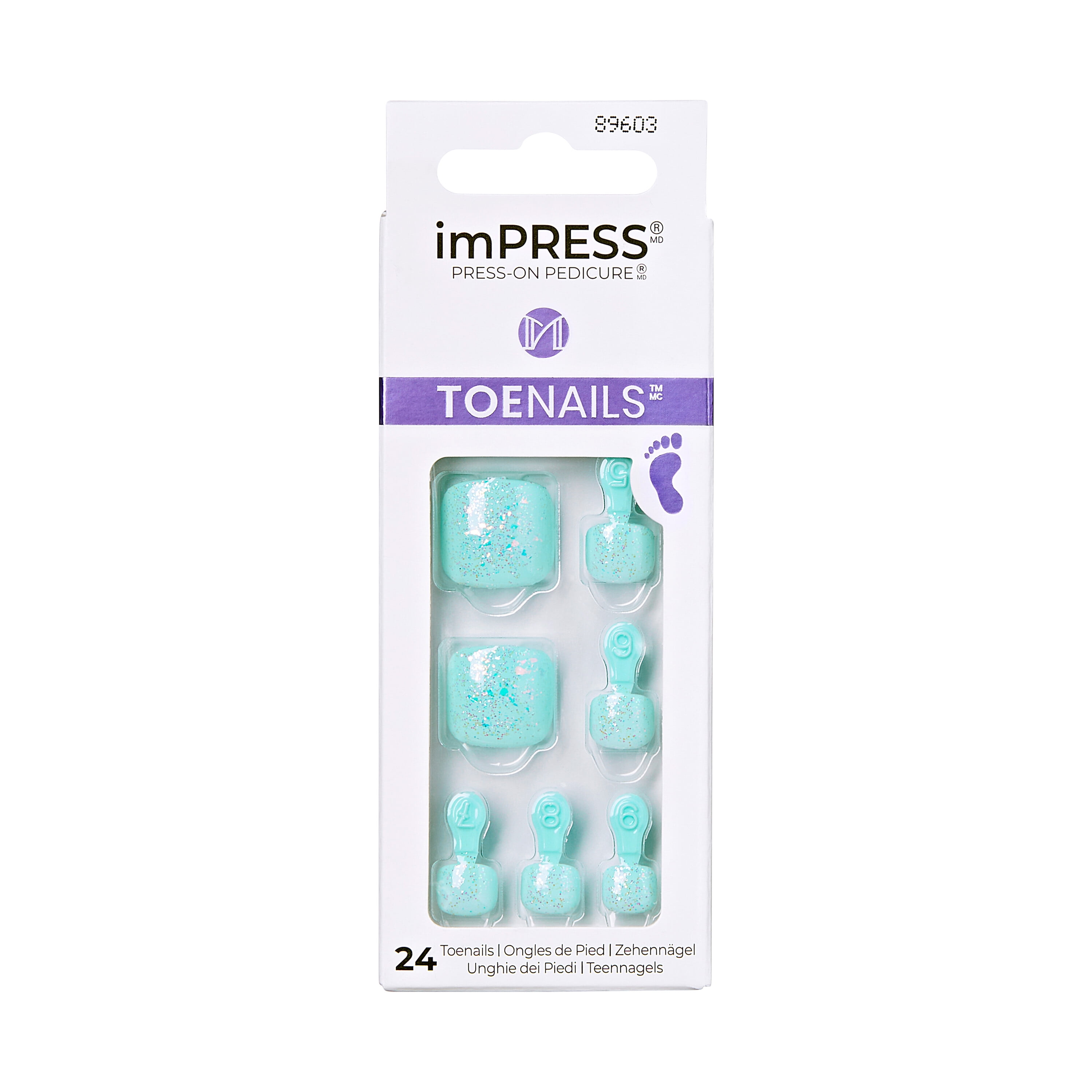 KISS imPRESS Square Press-On Toenails, Blue, 24 Pieces - Walmart.com
