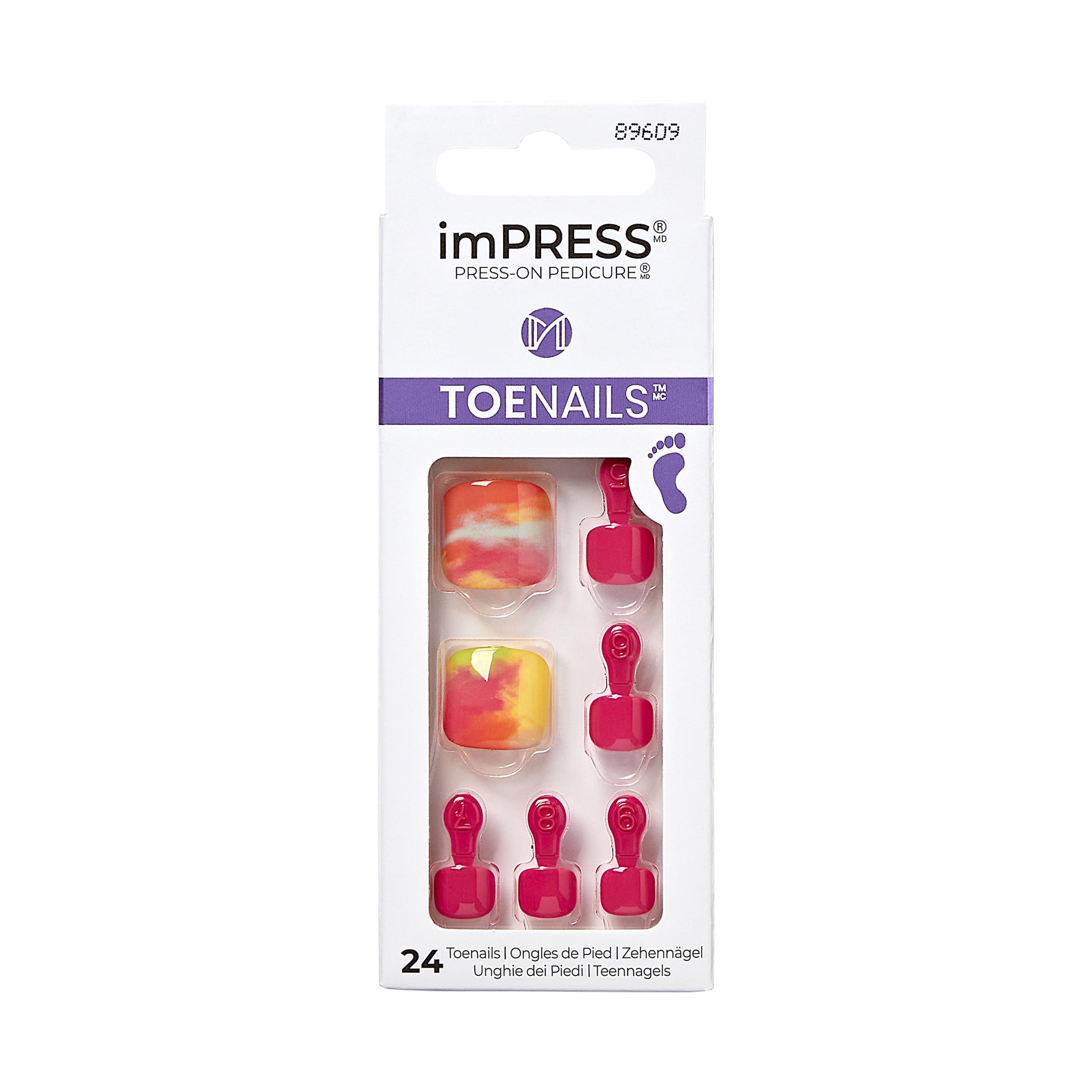 KISS imPRESS Square Press-On Toenails, Pink, 24 Pieces - Walmart.com