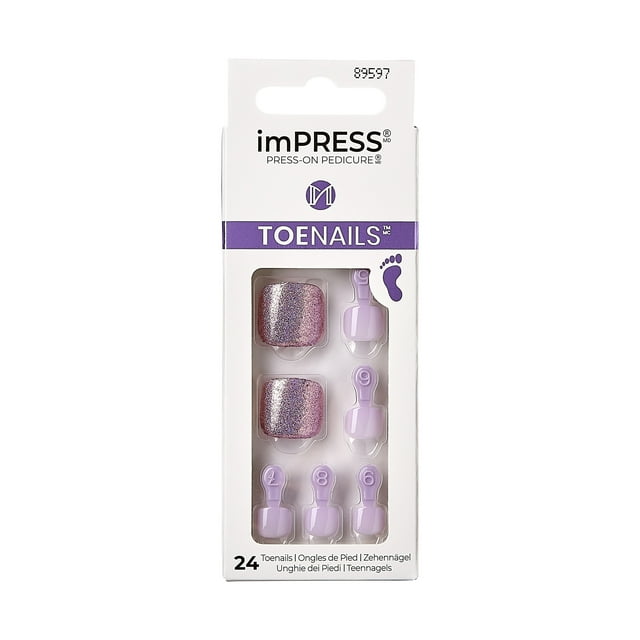 KISS imPRESS Square Press-On Toenails, Purple, 24 Pieces - Walmart.com