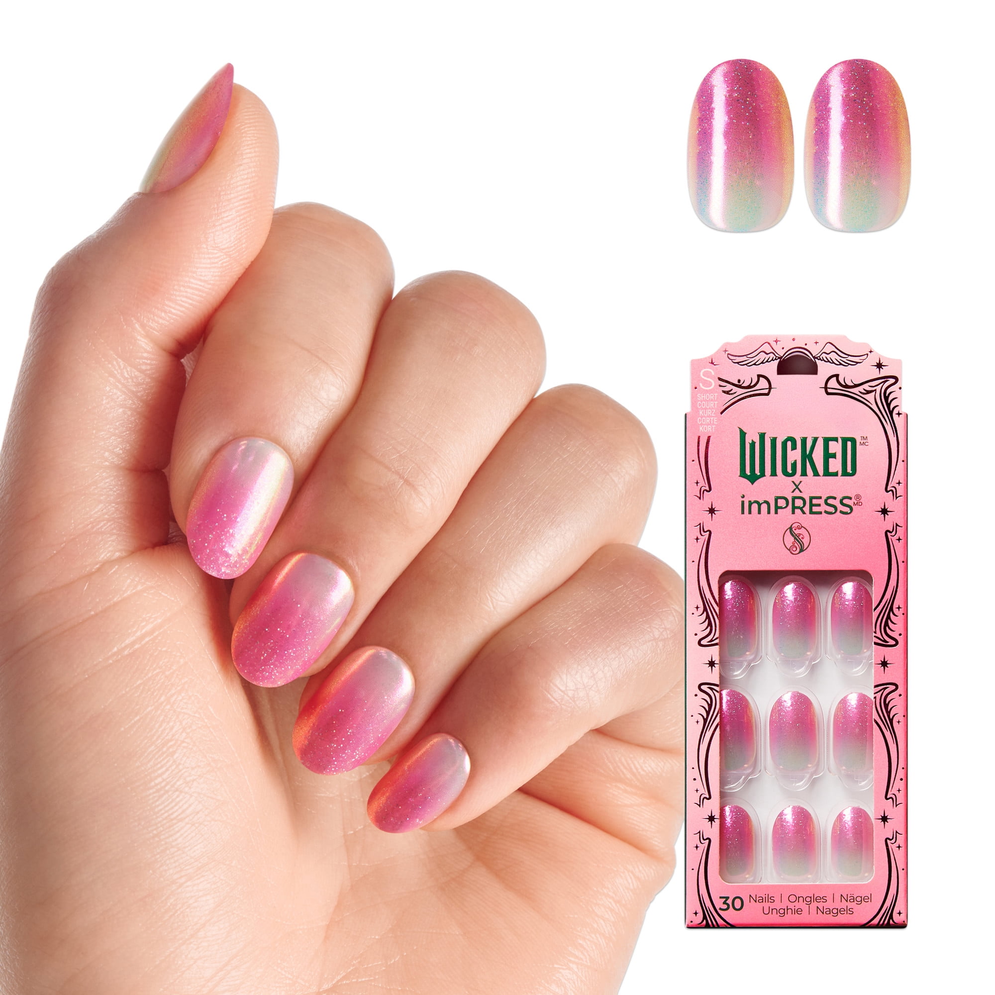 KISS, Press on Nails, 30 Count, Goodness Of My Heart Pink Short Oval ...