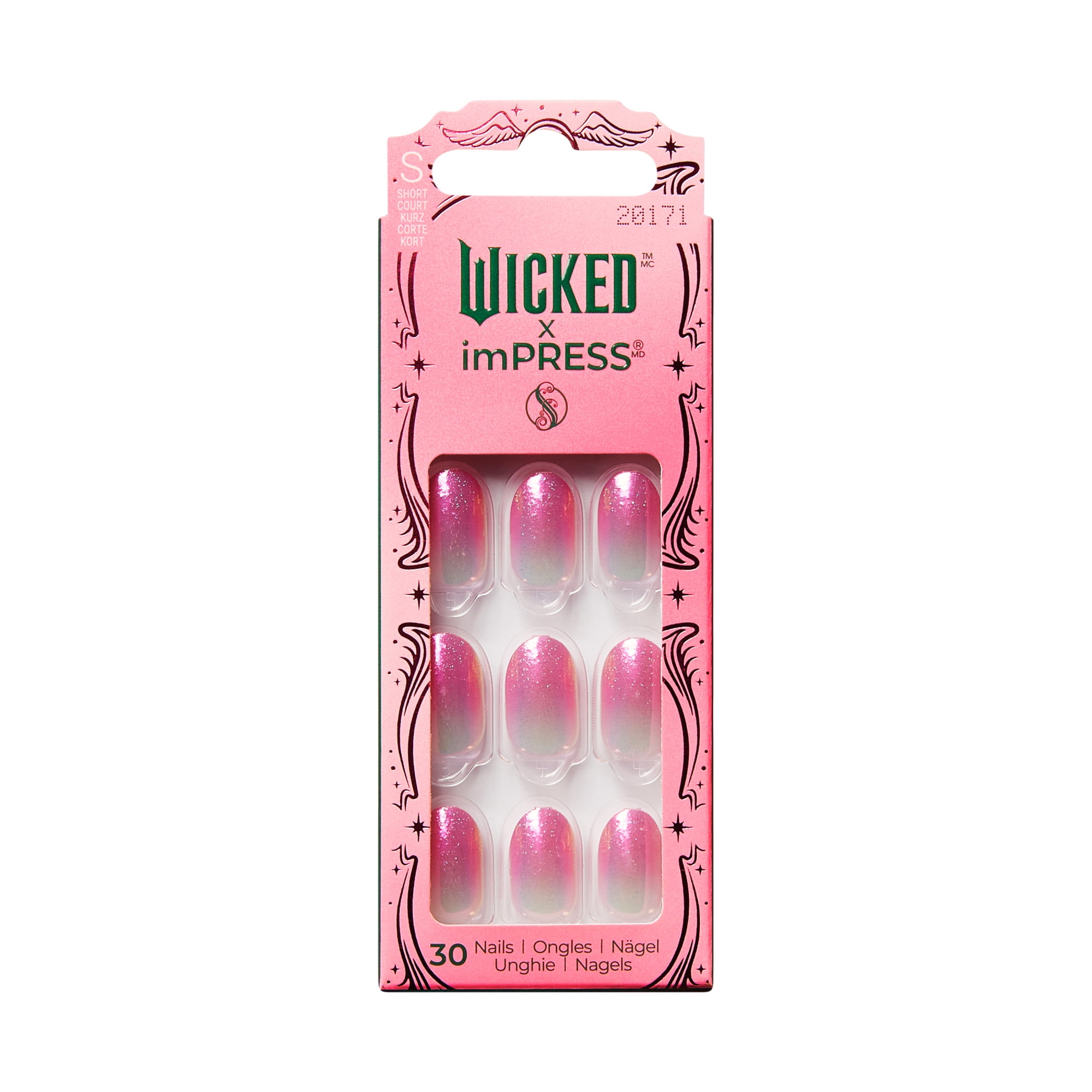 WICKED X imPRESS Press on Nails, Goodness Of My Heart, Pink, Short Oval ...