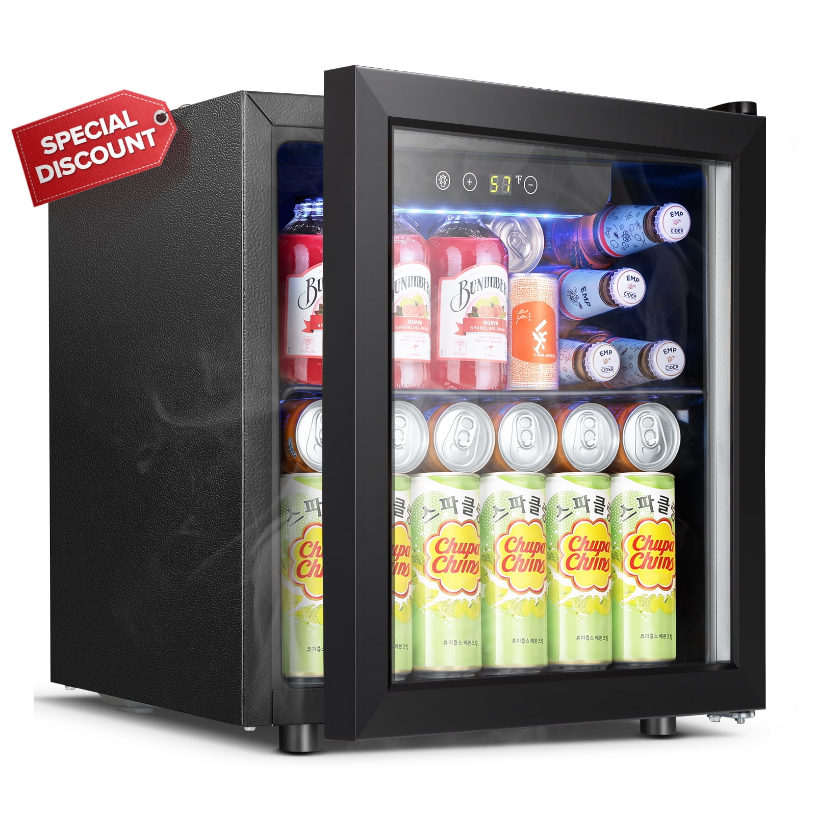KISSAIR 1.3 Cu.ft Beverage Cooler - 12 Bottle & 48 Can Wine Cooler ...