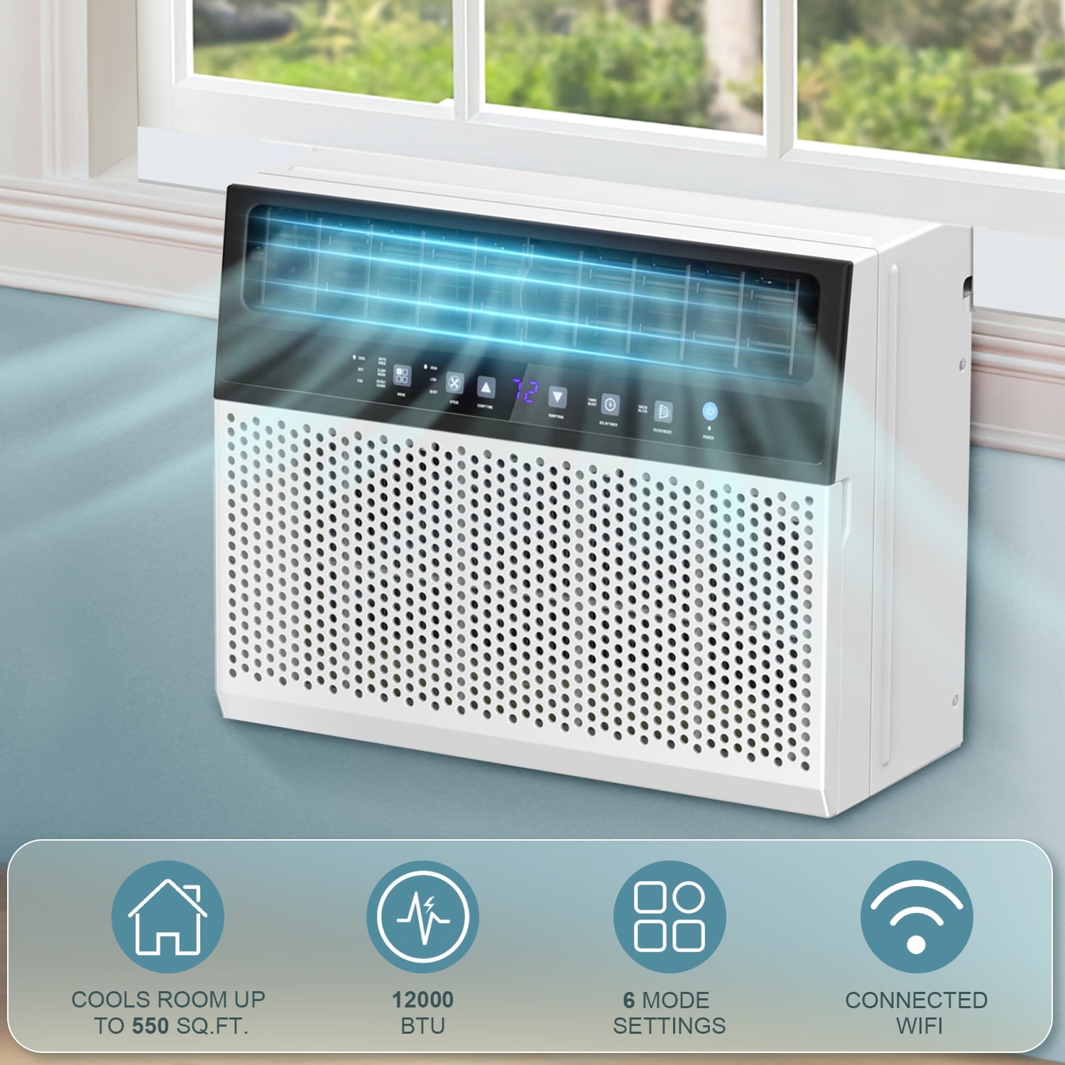KISSAIR 12,000 BTU U-Shaped Window Air Conditioner with Remote, 6 ...