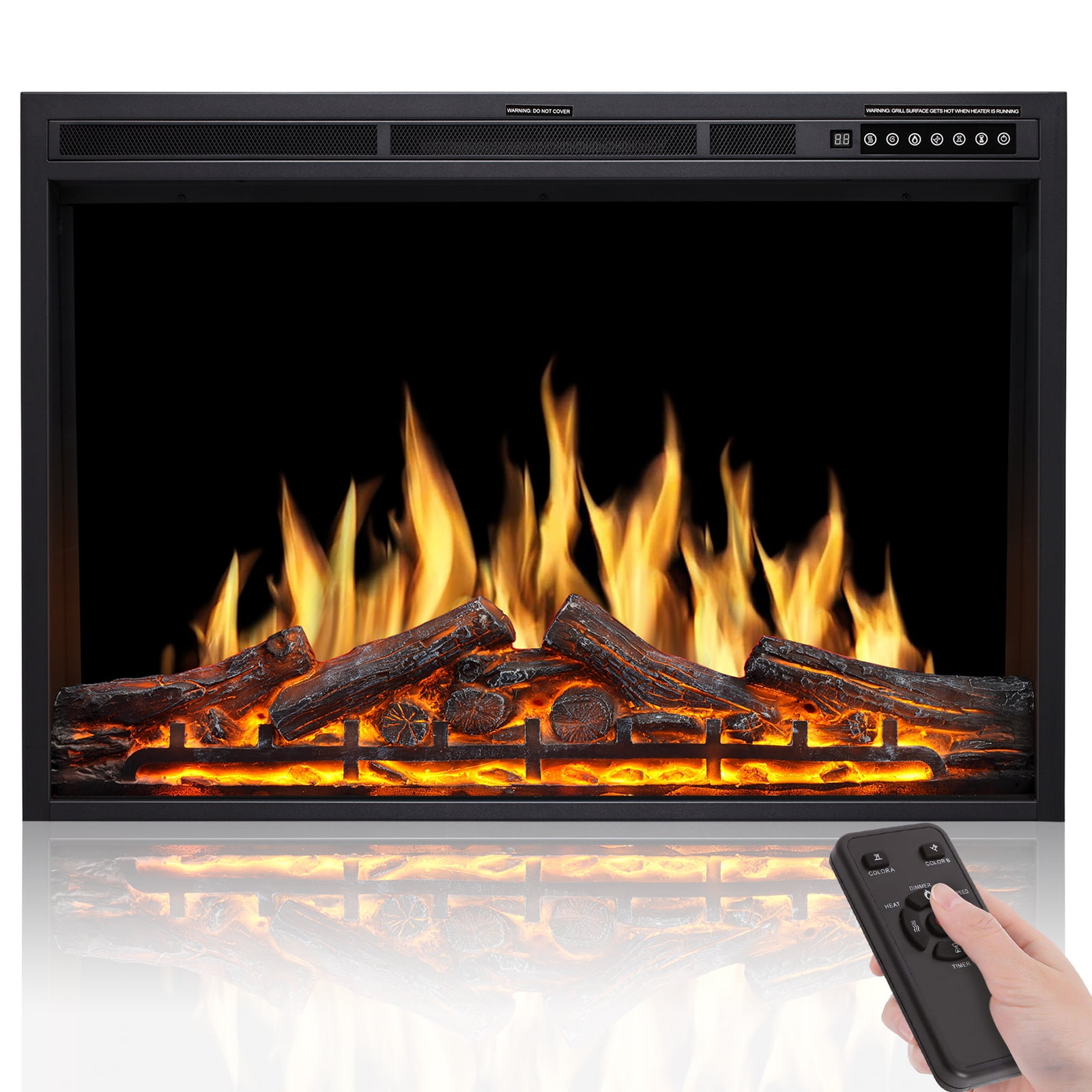 KISSAIR 37 Inch Electric Fireplace Insert, Three 3D Color, Timer&Remot ...