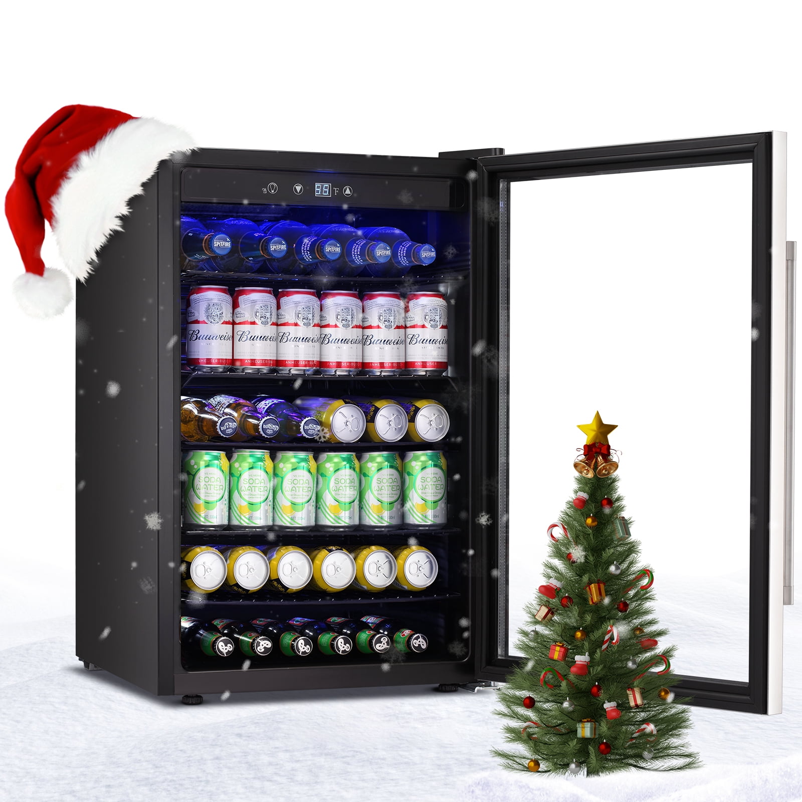 KISSAIR 4.4 Cu.ft Beverage Cooler, 37 Bottle Wine/Soda Fridge with ...