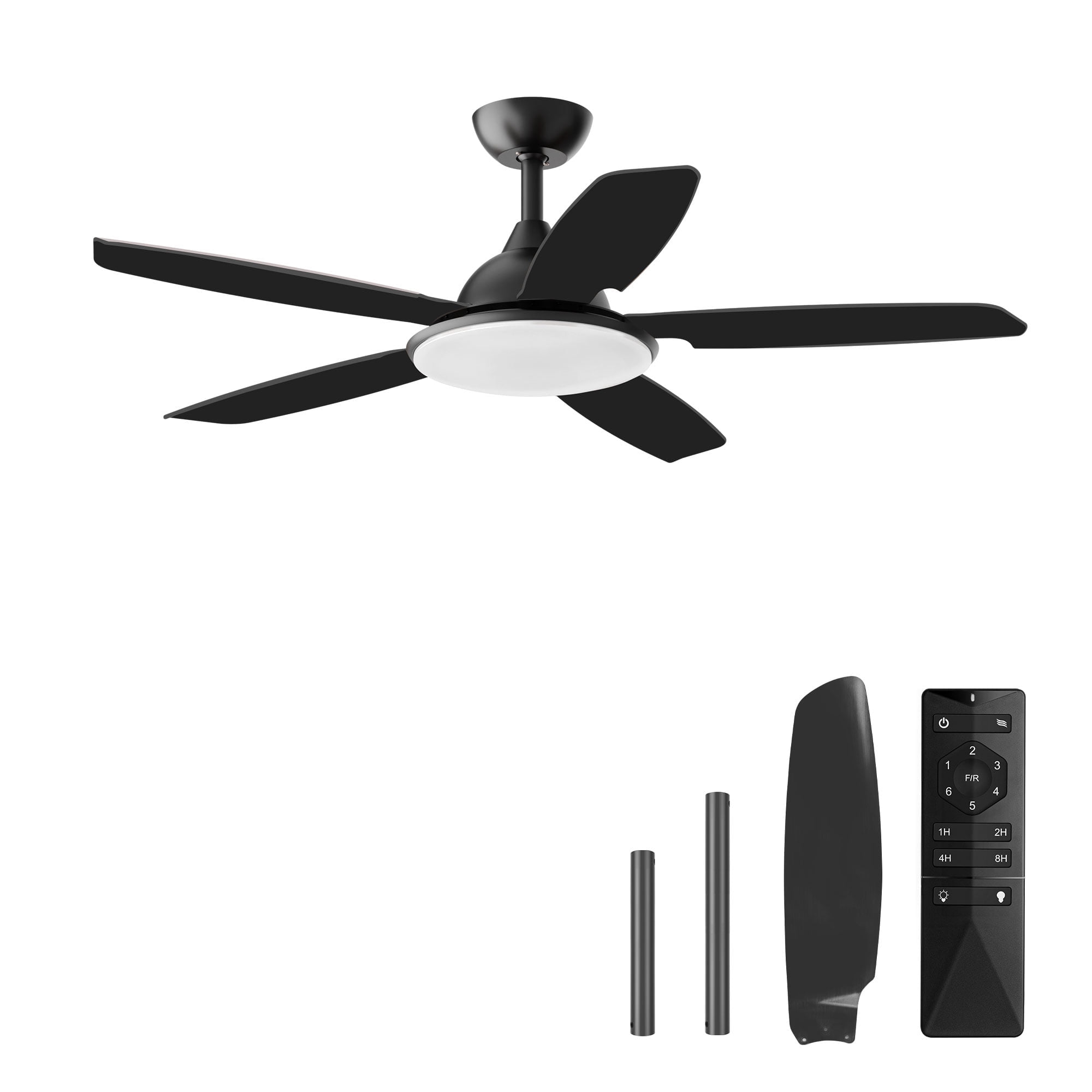 KISSAIR 52 In 5 Baldes Ceiling Fan with Light and Remove Control 6 Speeds & Reversible DC Motor ...