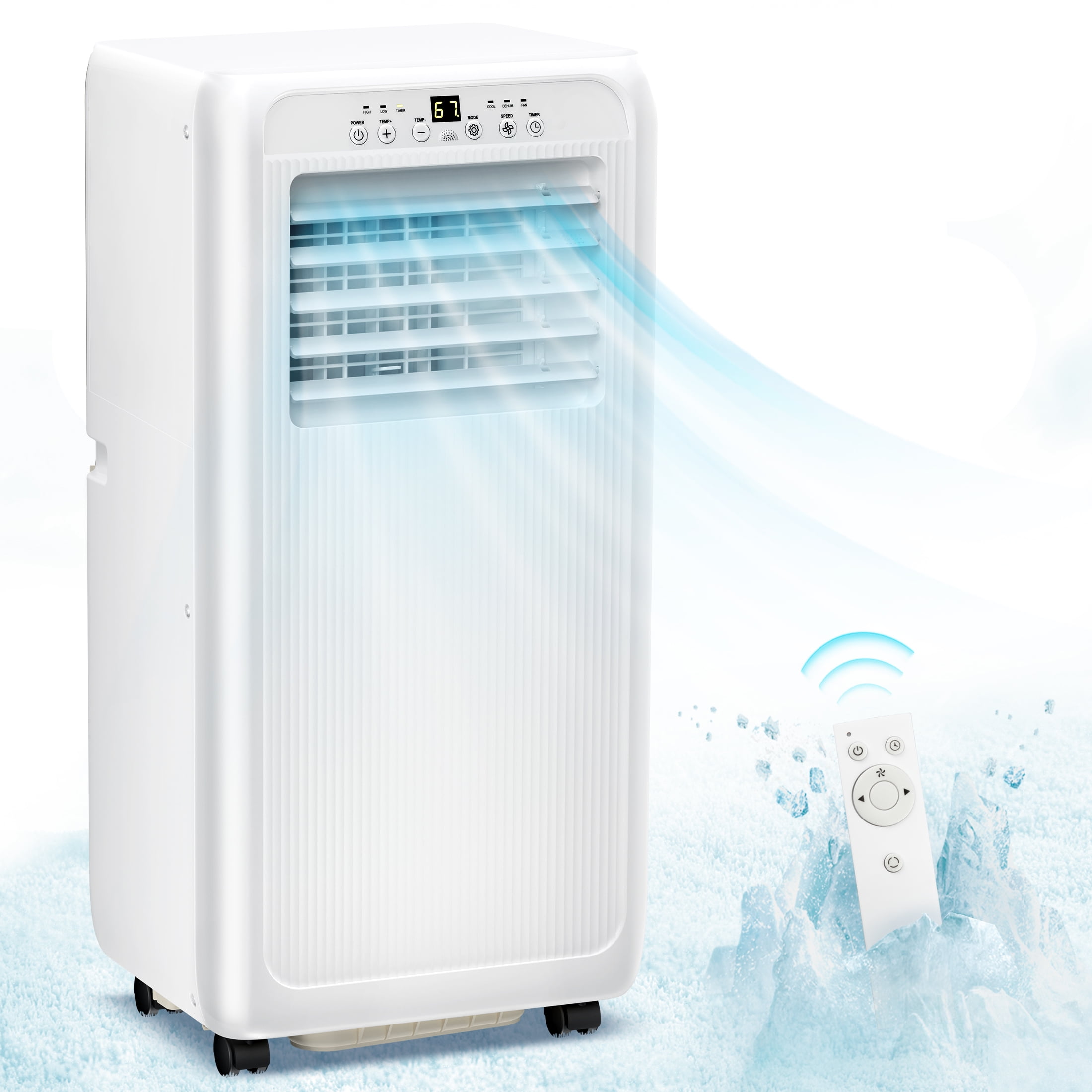 KISSAIR 10,000 BTU Portable AC, 3-in-1 Cool, Dehumidifier & Fan, 24H ...