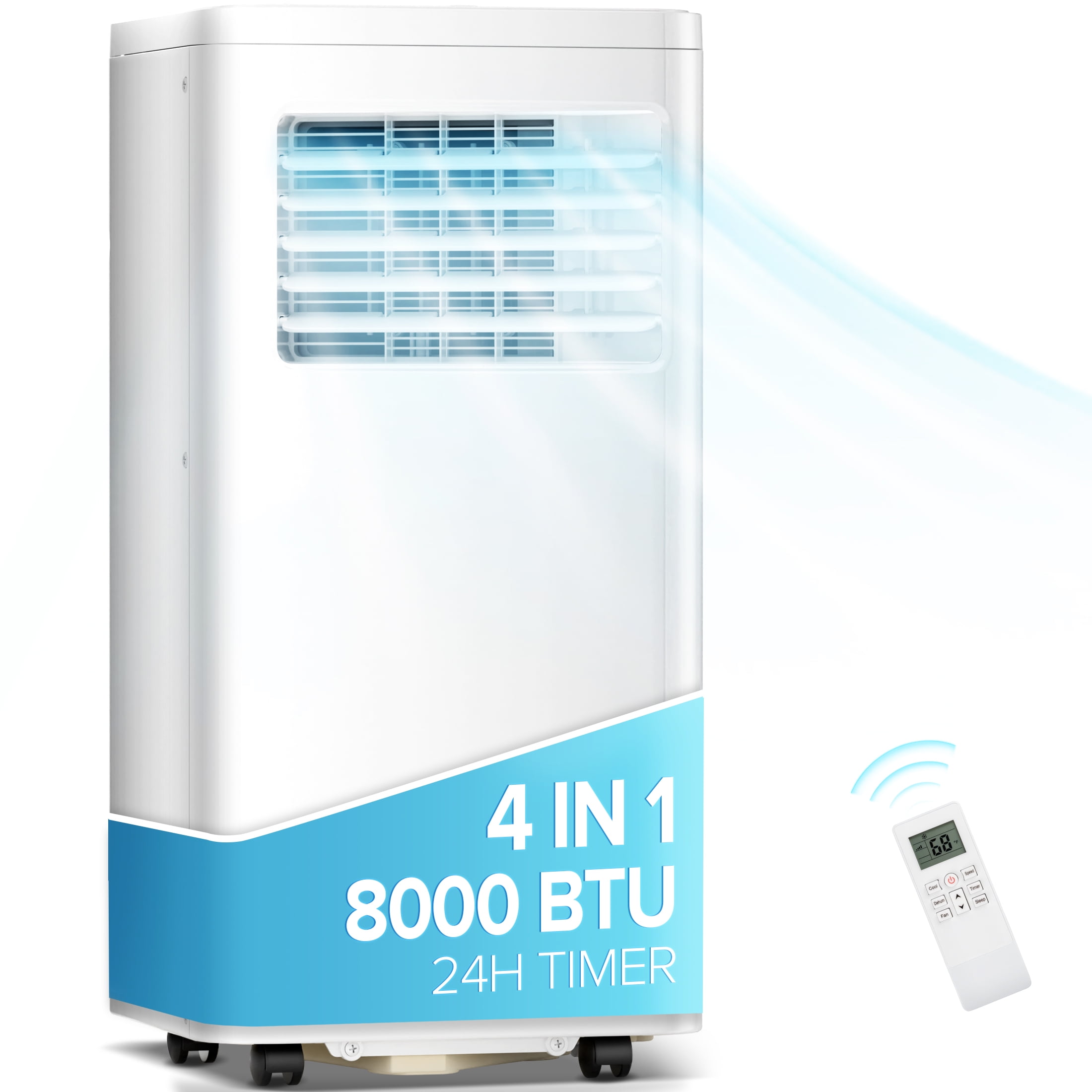 KISSAIR 10,000 BTU Portable AC, 3-in-1 Cool, Dehumidifier & Fan, 24H ...
