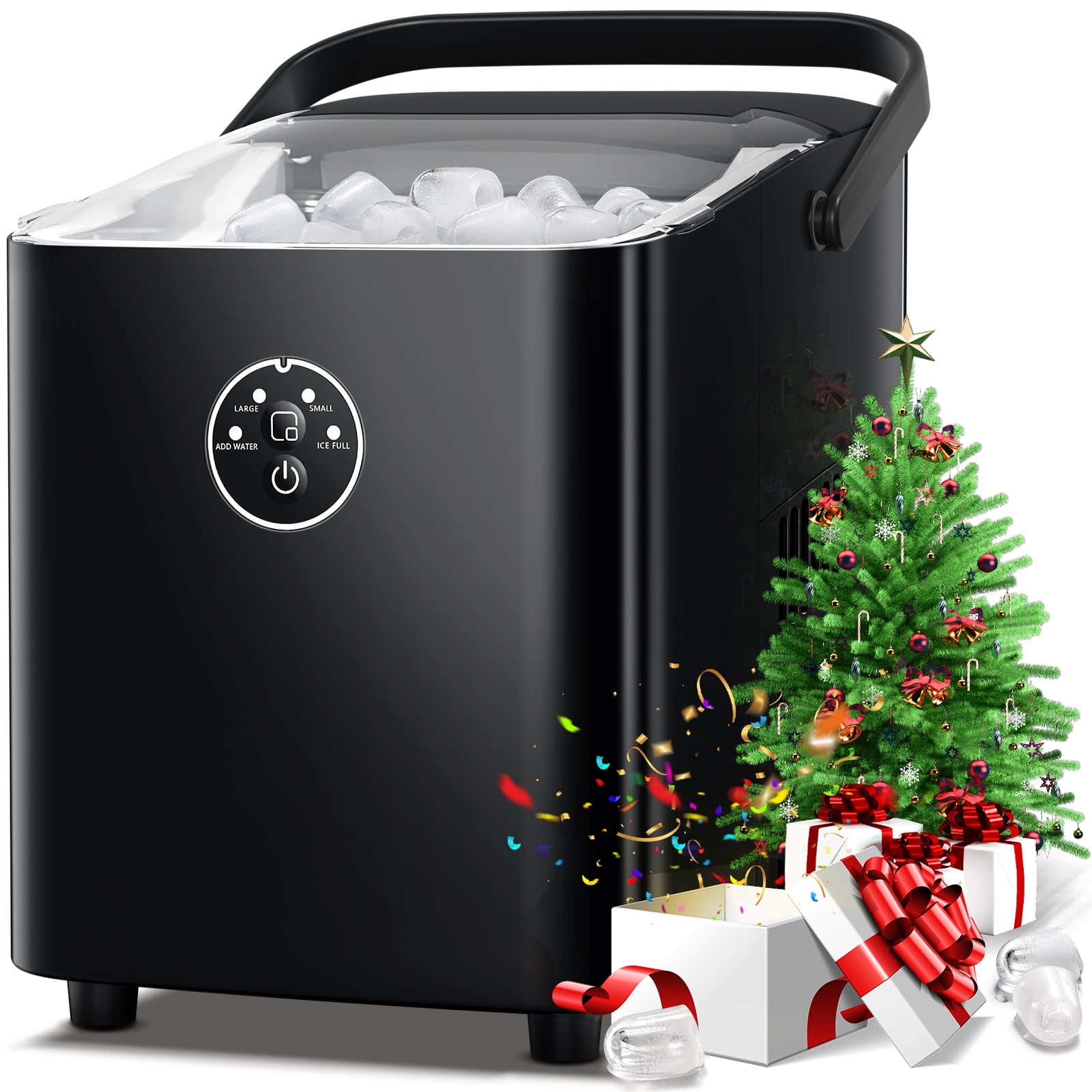 KISSAIR Portable Countertop Ice Maker, Self-cleaning, 26Lbs/24H, Bullet Ice, Black - Walmart.com