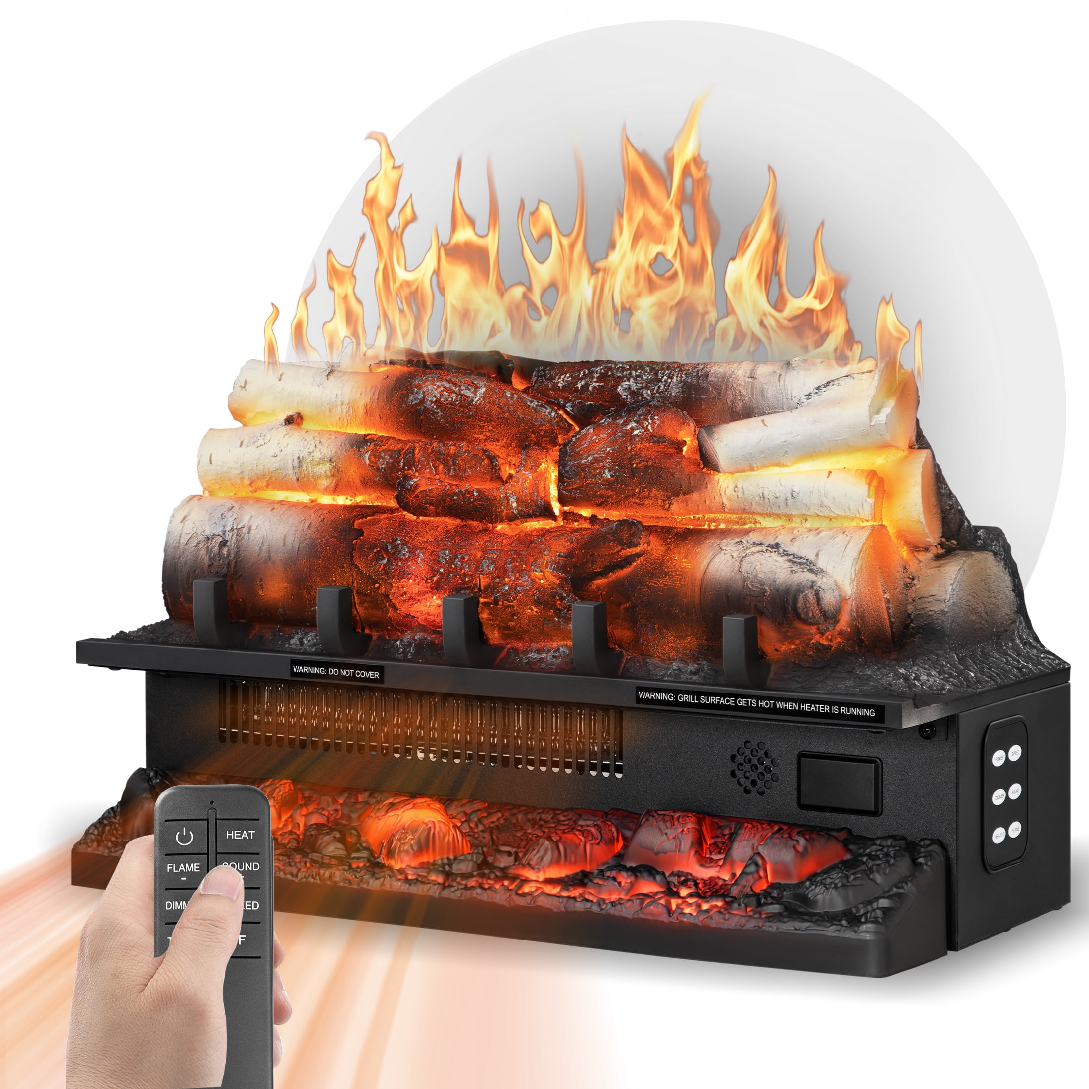 KISSAIR Electric Fireplace Log Set Heater, Remote Control, Adjustable ...