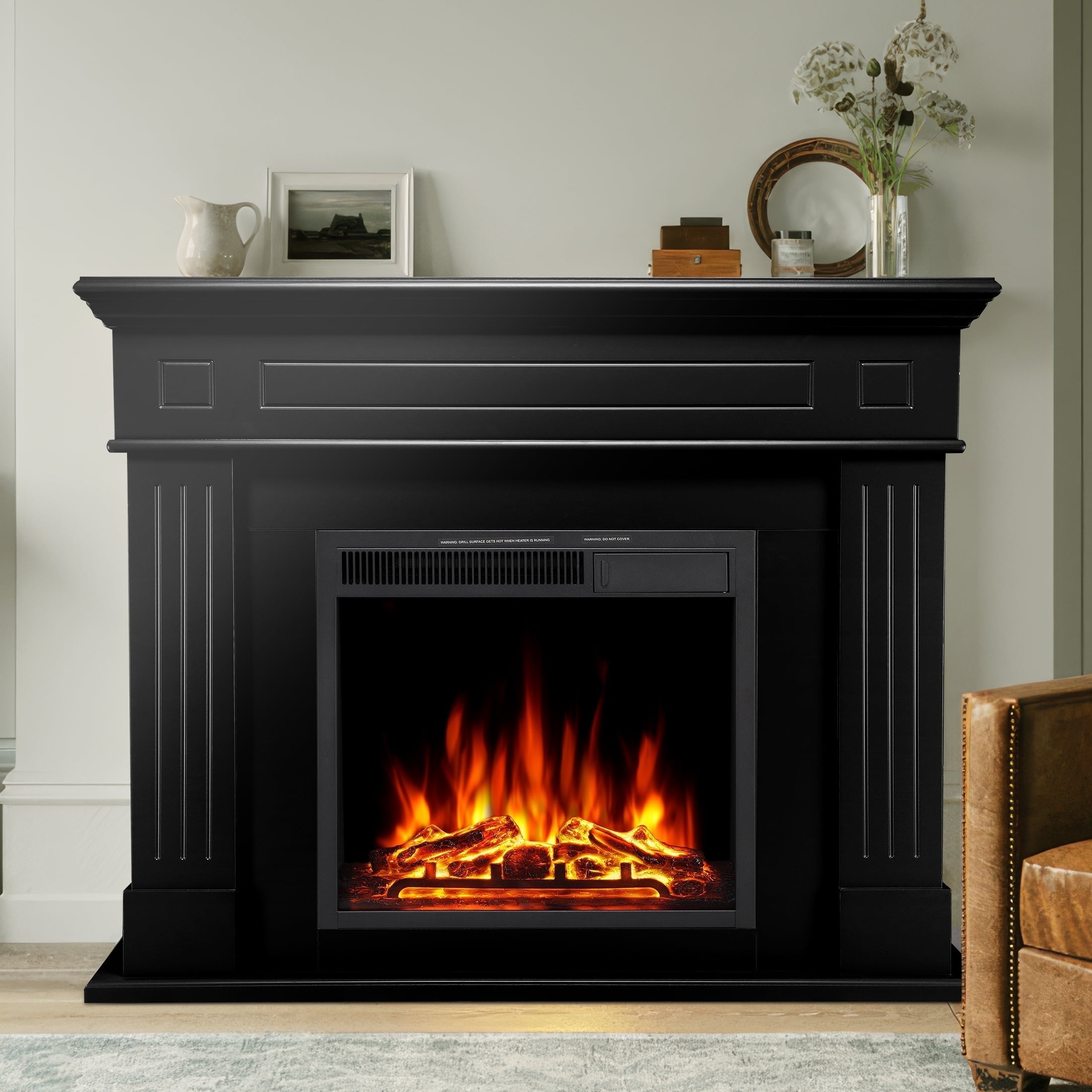 KissAir 1500W Electric Fireplace, 39.57 x 43.31 Inches, LED Flames, Remote Controlled - Walmart.com