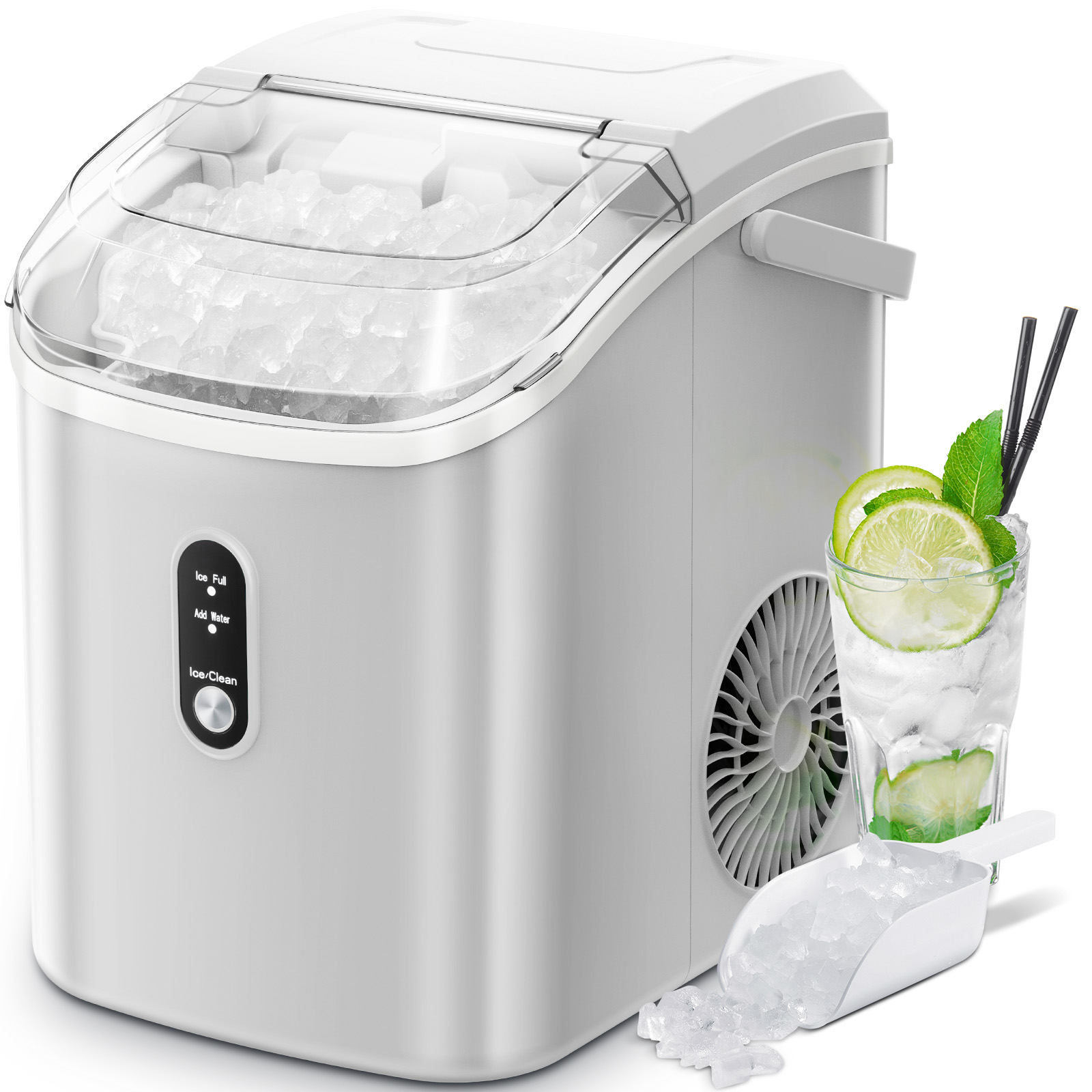 KISSAIR Nugget Ice Maker Countertop with Soft Chewable Pellet Ice ...