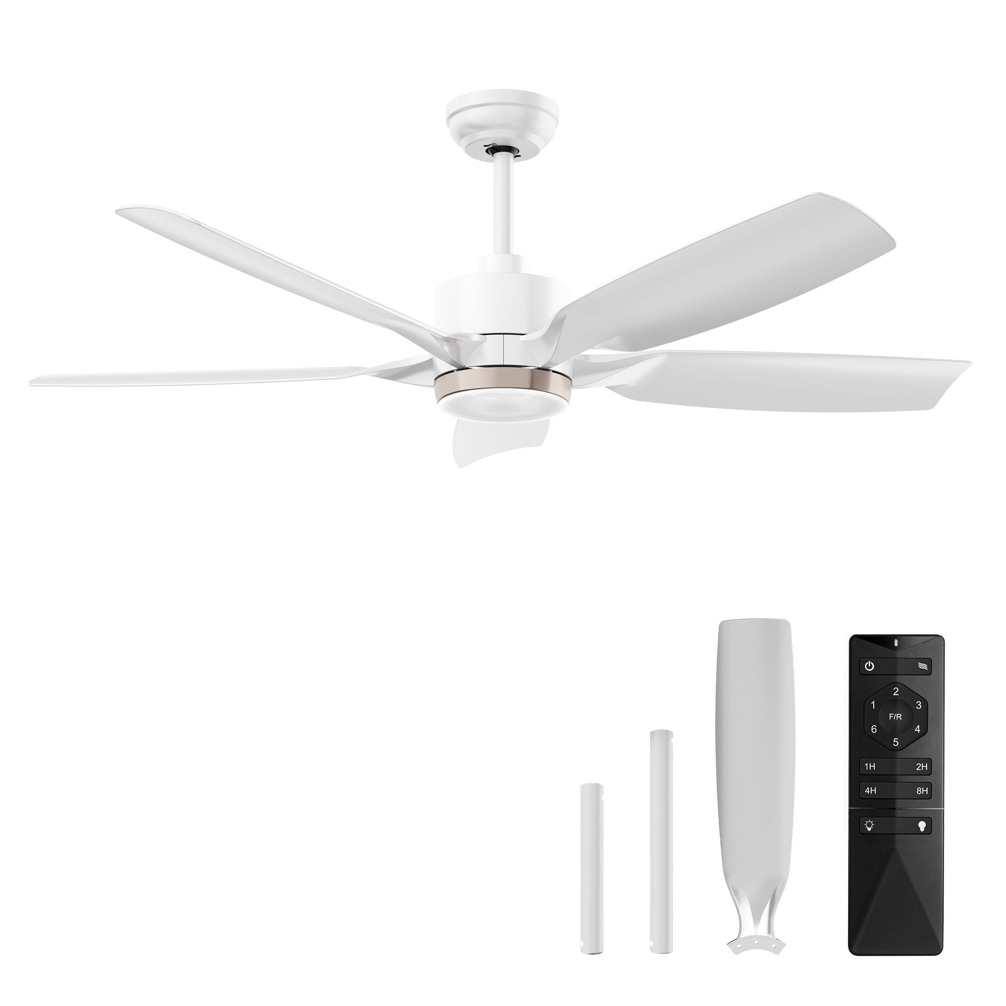 KISSAIR 52 In 5 Blades Ceiling Fan with Light and Remove Control 6 Speeds & Reversible DC Motor ...