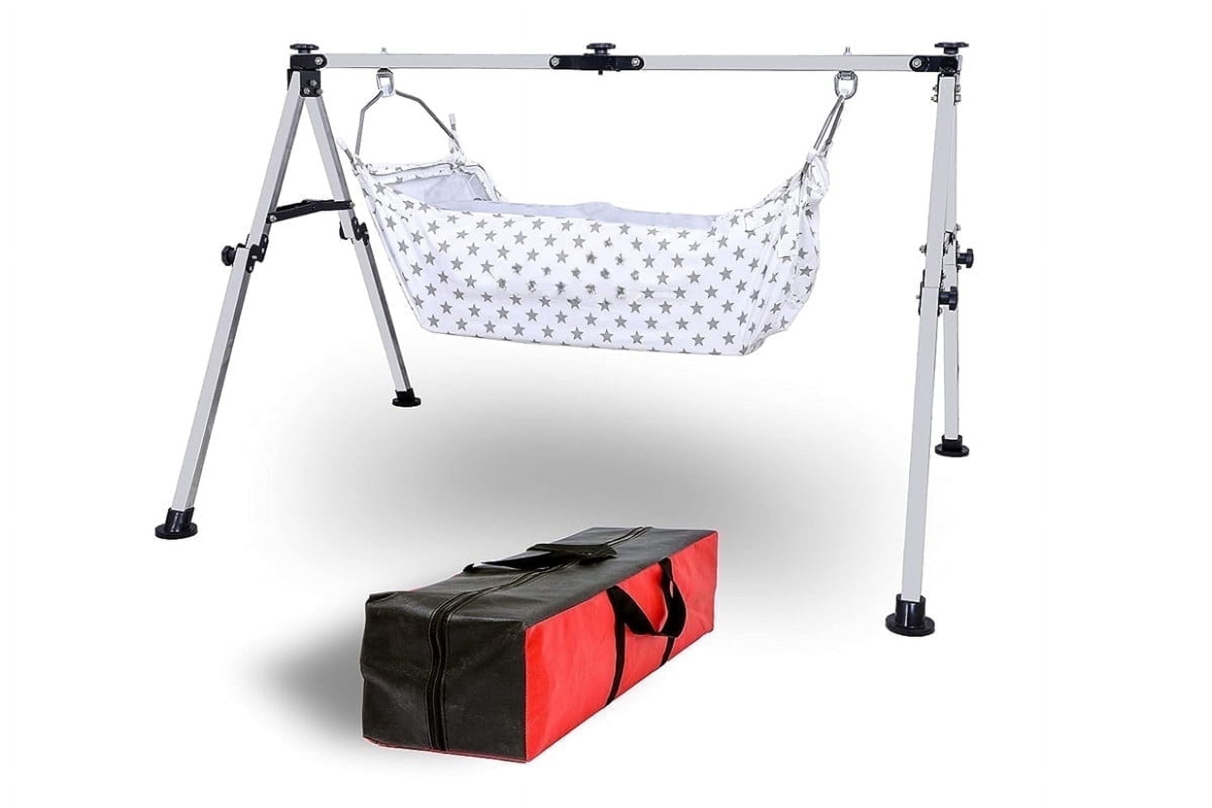 KISSATO Stainless Steel Baby Cradle, Lightweight Manual Swing Bassinet ...