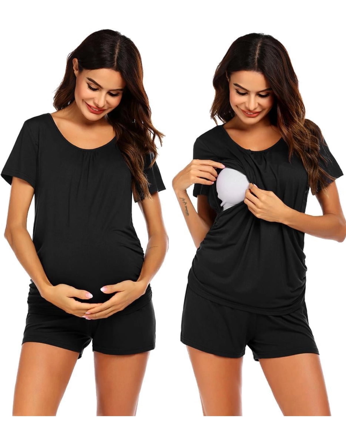 KISSGAL Women's Nursing Pajama Sets Maternity Short Sleeve Shirts ...