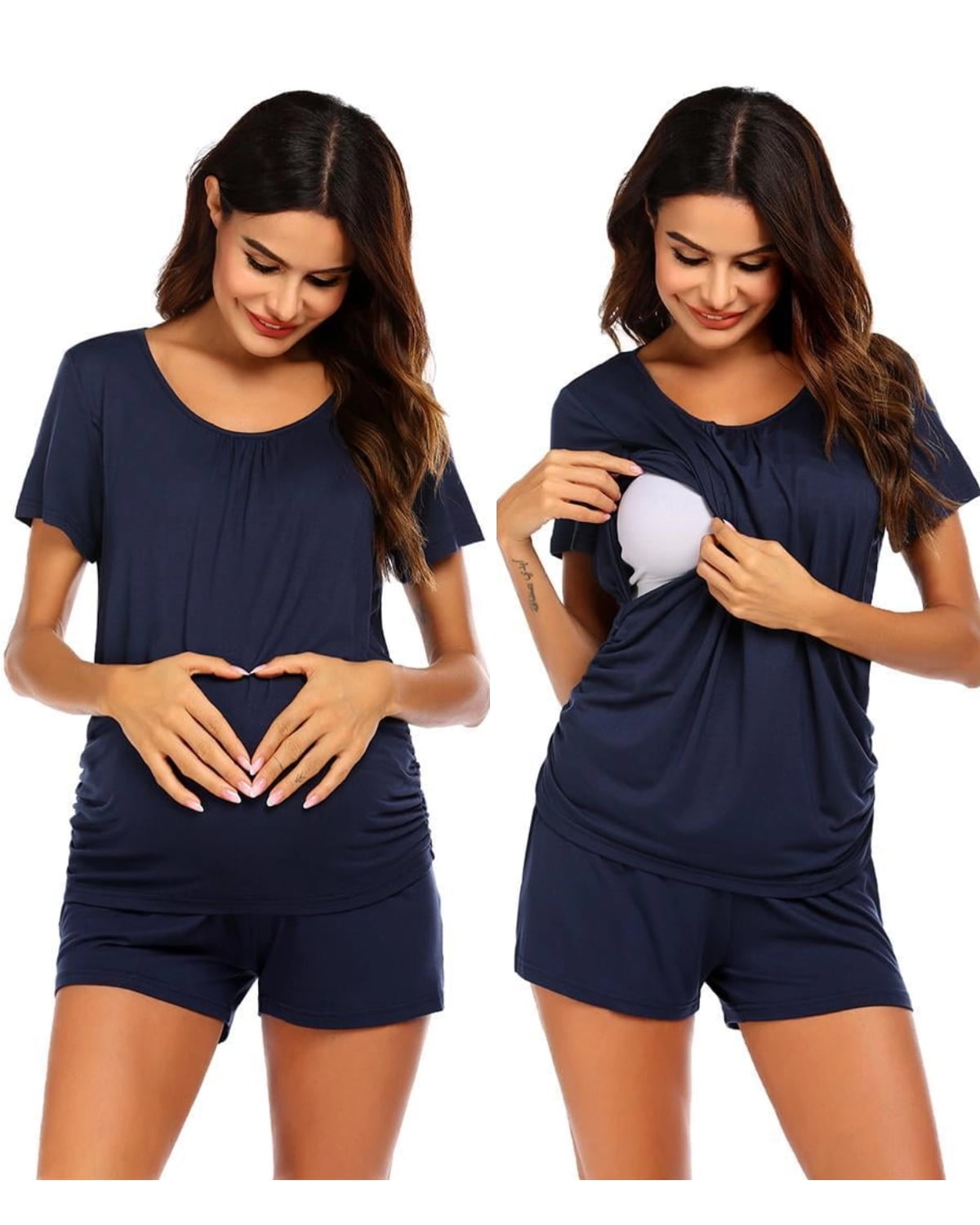 Kissgal Womens Nursing Pajama Sets Maternity Short Sleeve Shirts