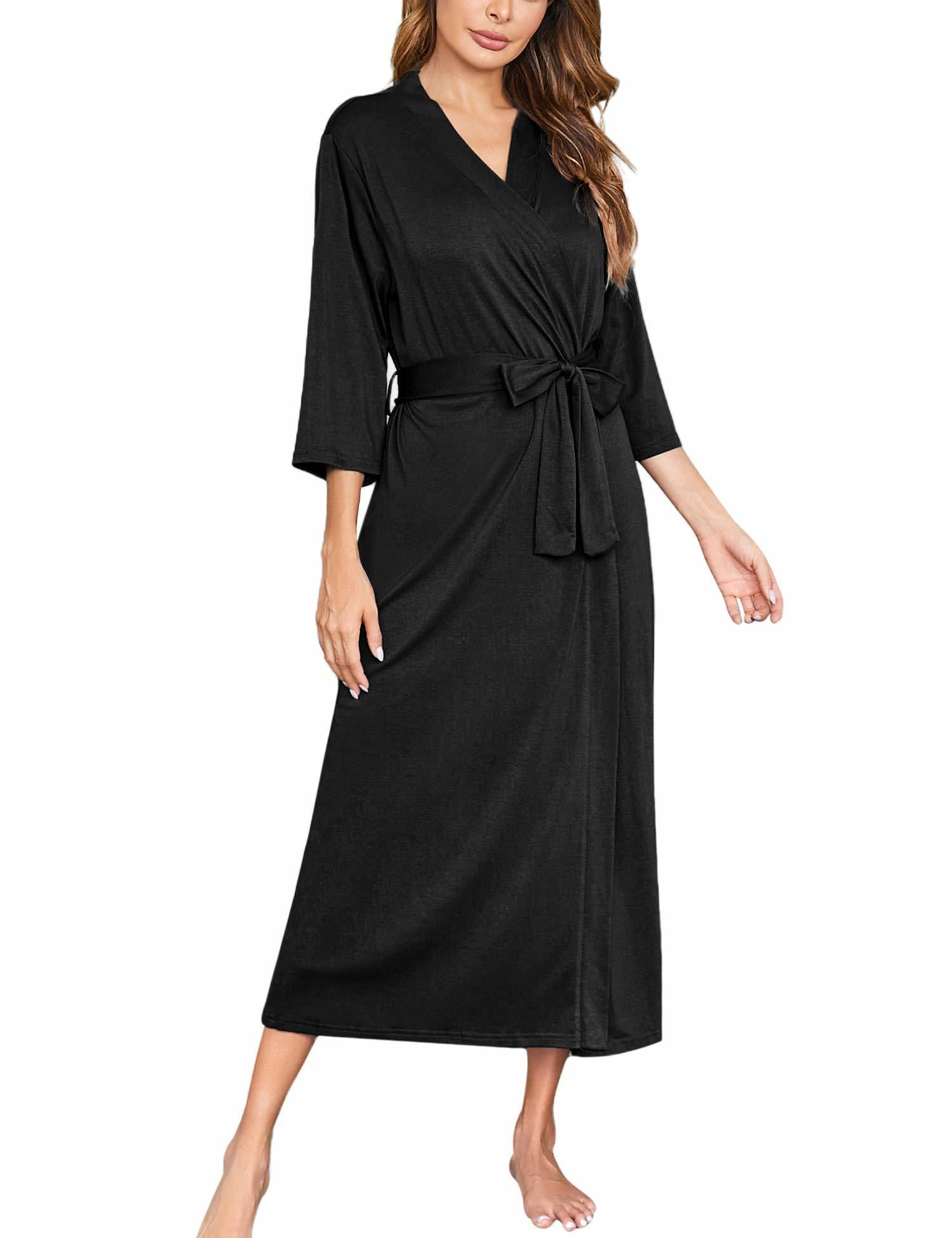 KISSGAL Womens Robes Casual Long Sleeve Sleep Robe Loungewear Dressing ...