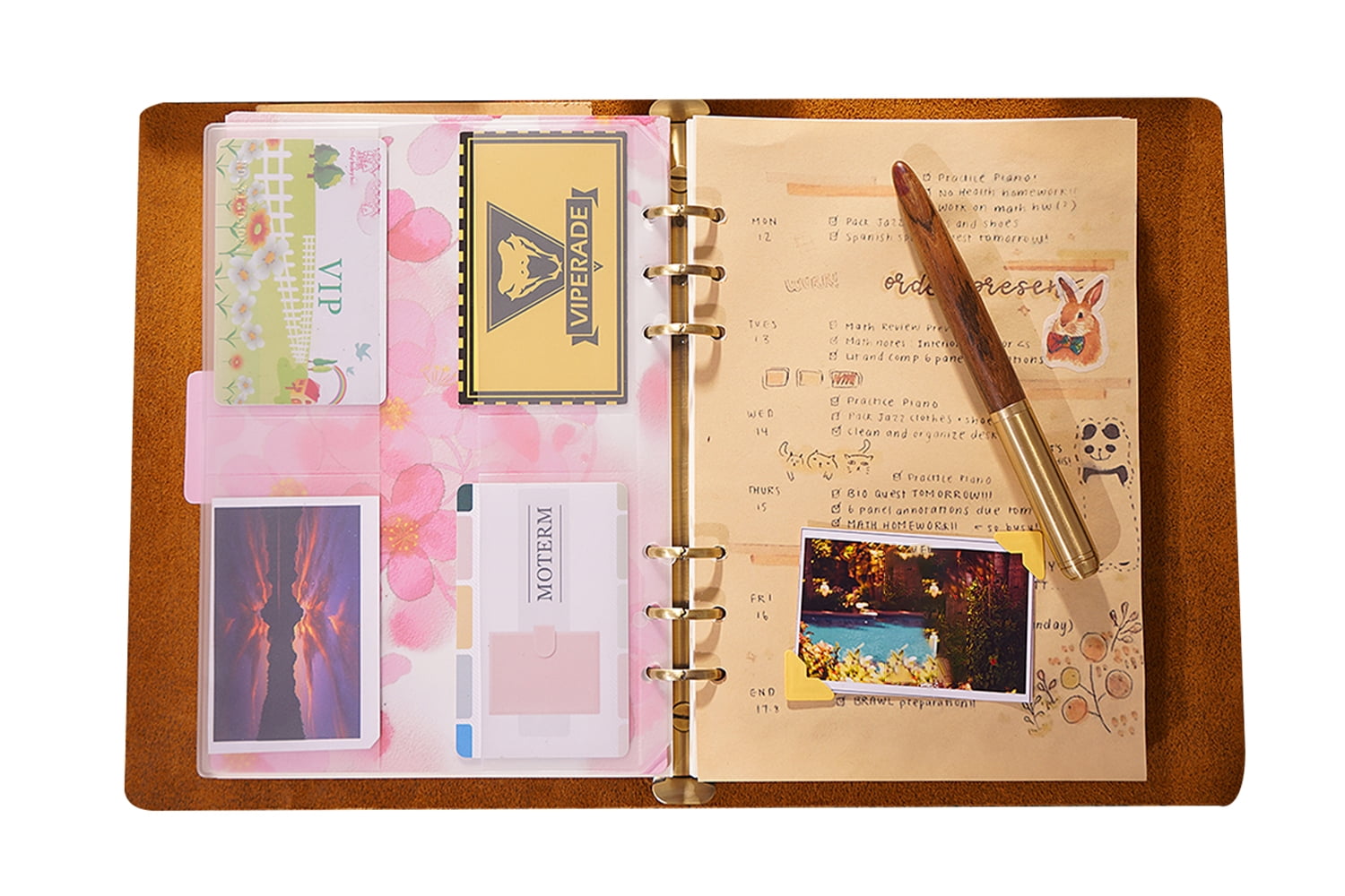 KISSKI·H Olvido Leather Notebook Journals, A5 Binder 6 Ring Refillable ...